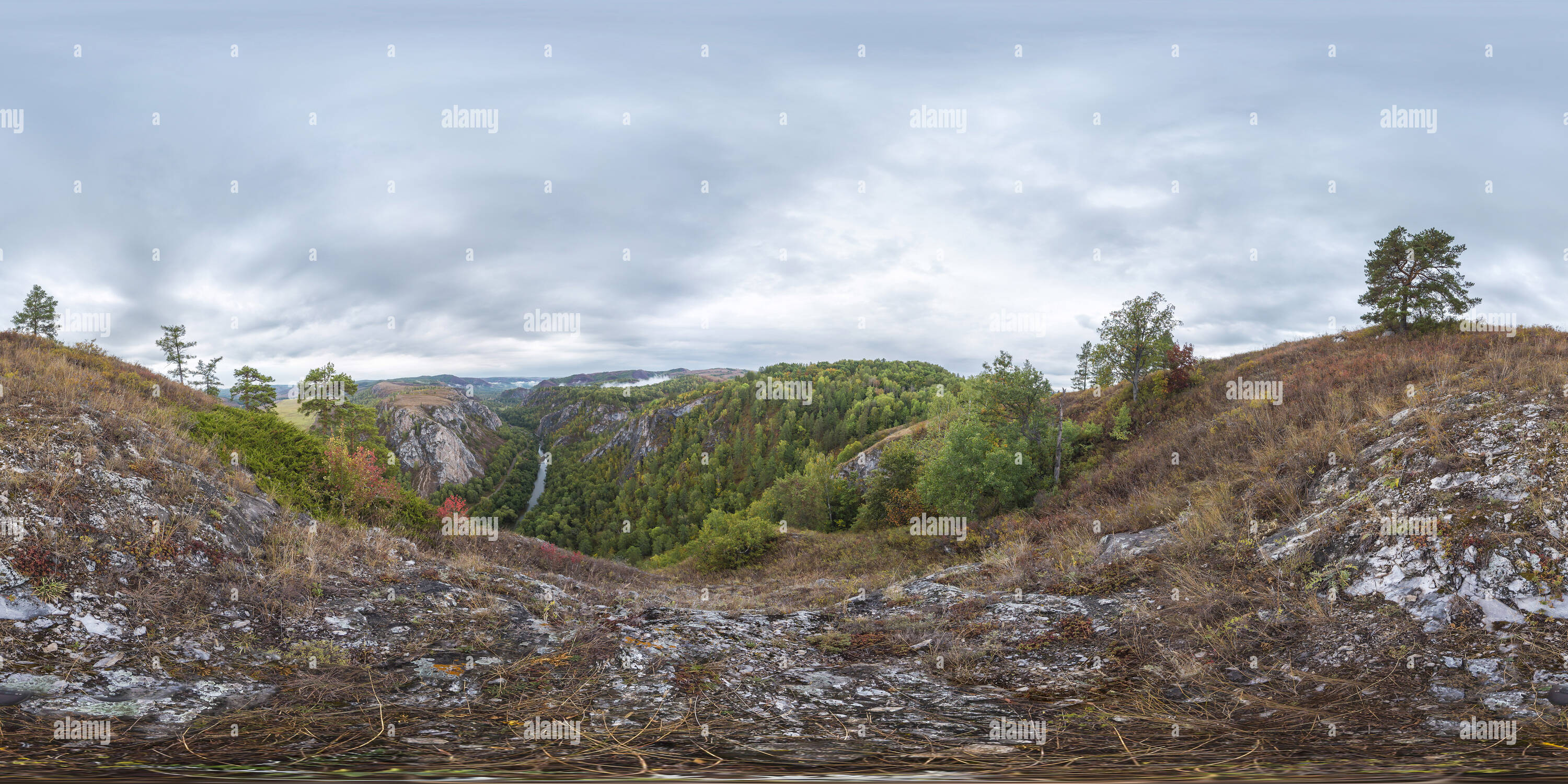360° view of Southern Urals. Bashkortostan. "Muradymovskoe Gorge". (1 ...