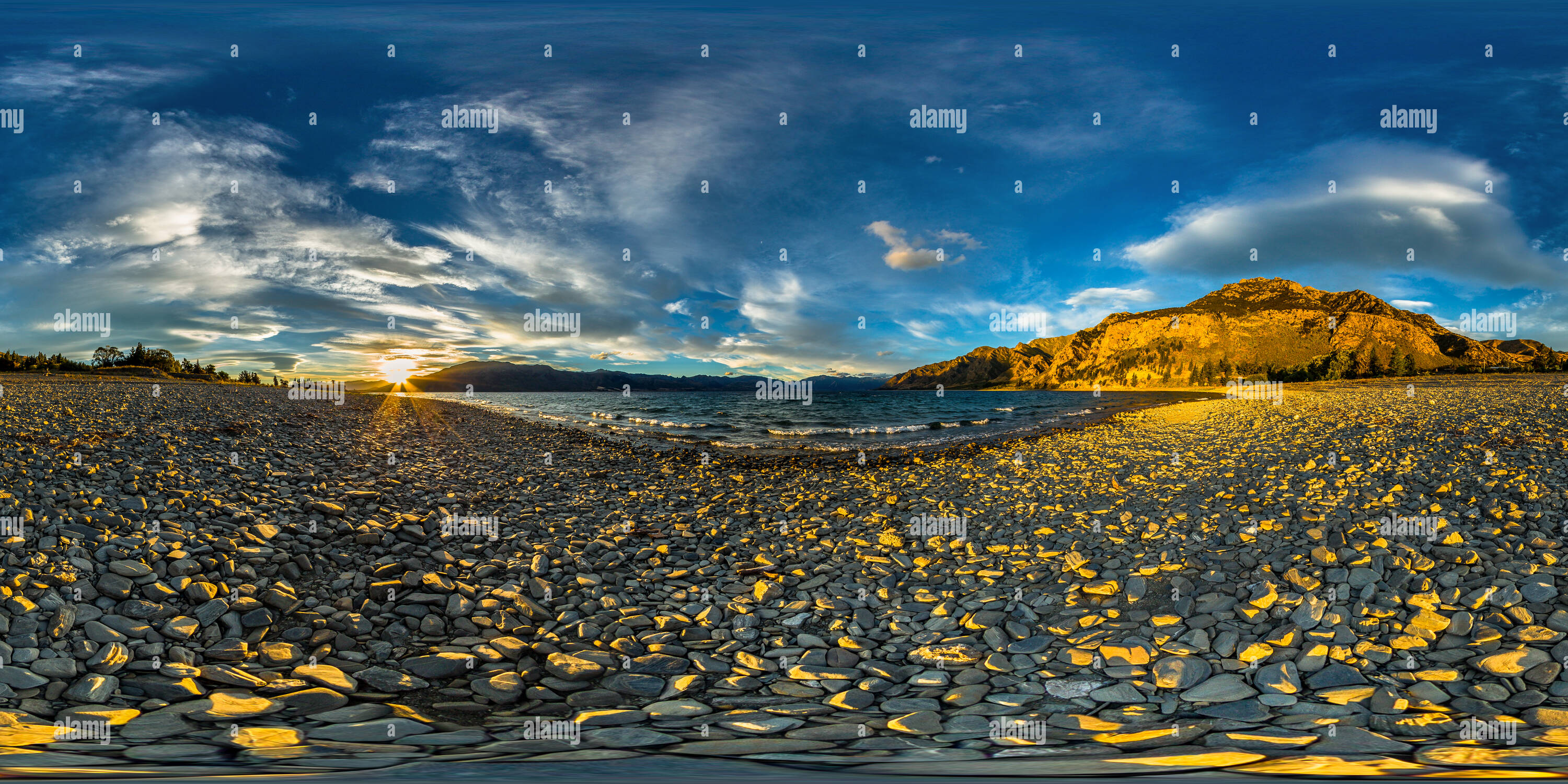 360° view of Gorgeous Sunset at the beach from Lake Hawea - Queenstown ...