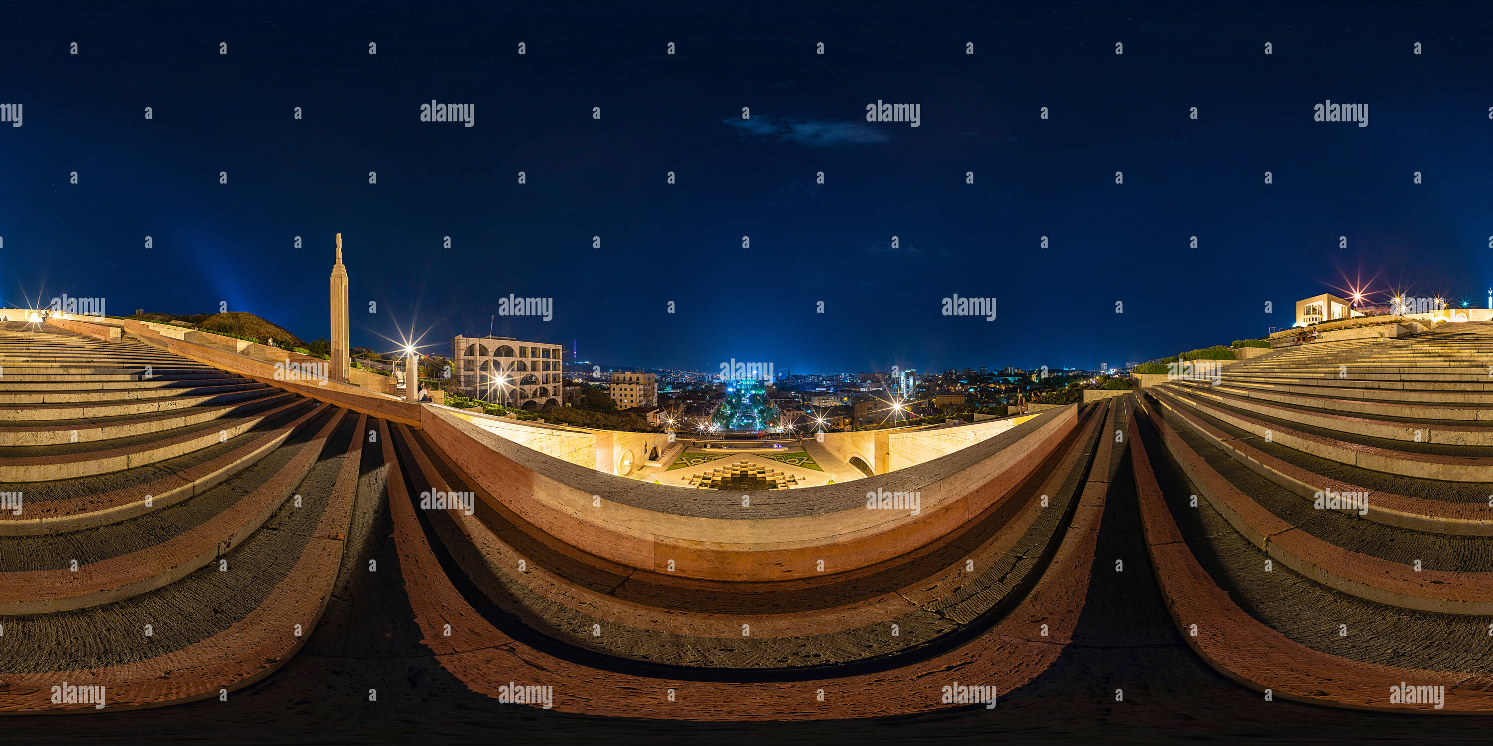360° view of Yerevan Cascade By Night - Alamy