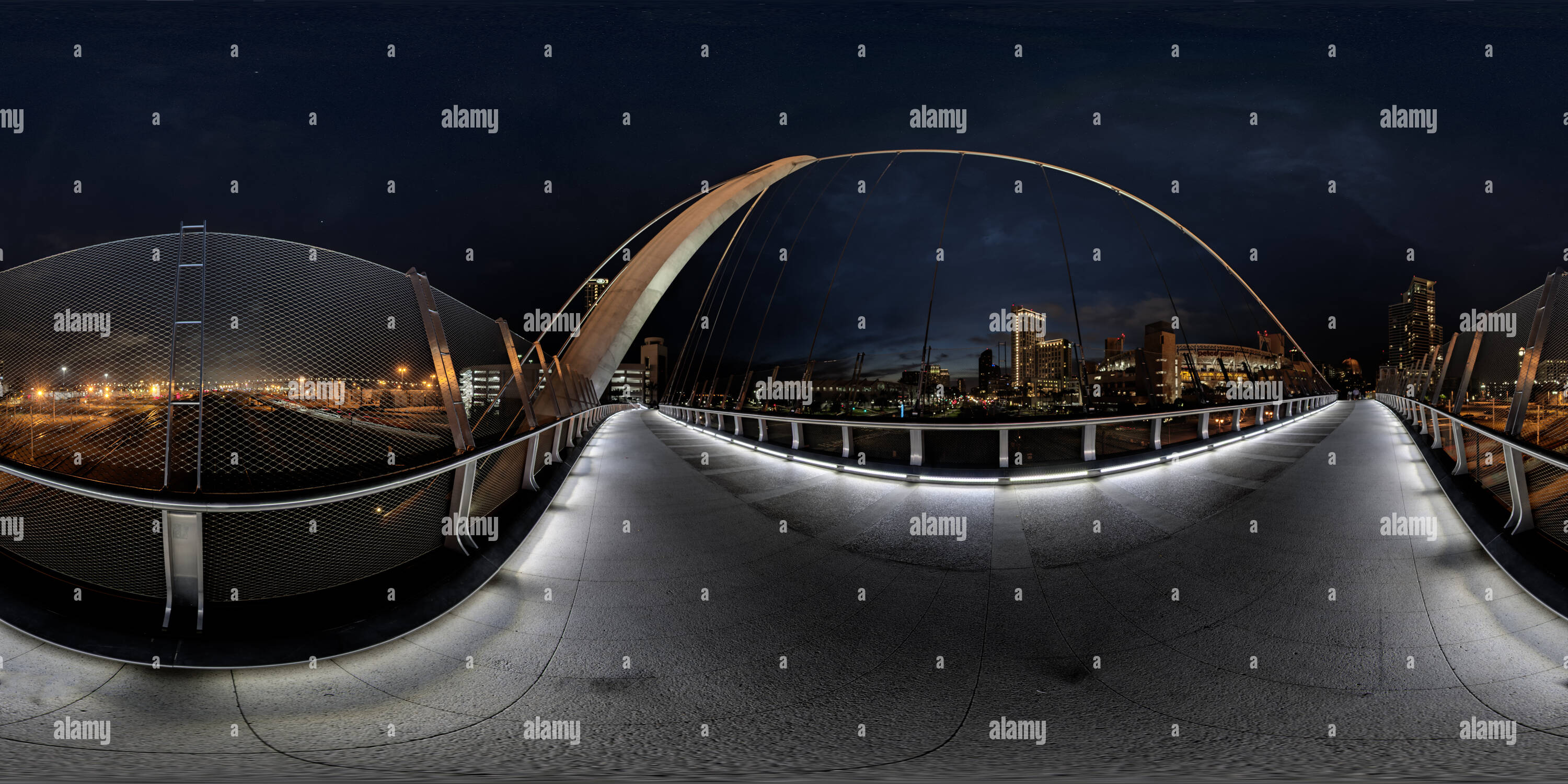 360° view of Harbor Drive Pedestrian Bridge at Night - Alamy
