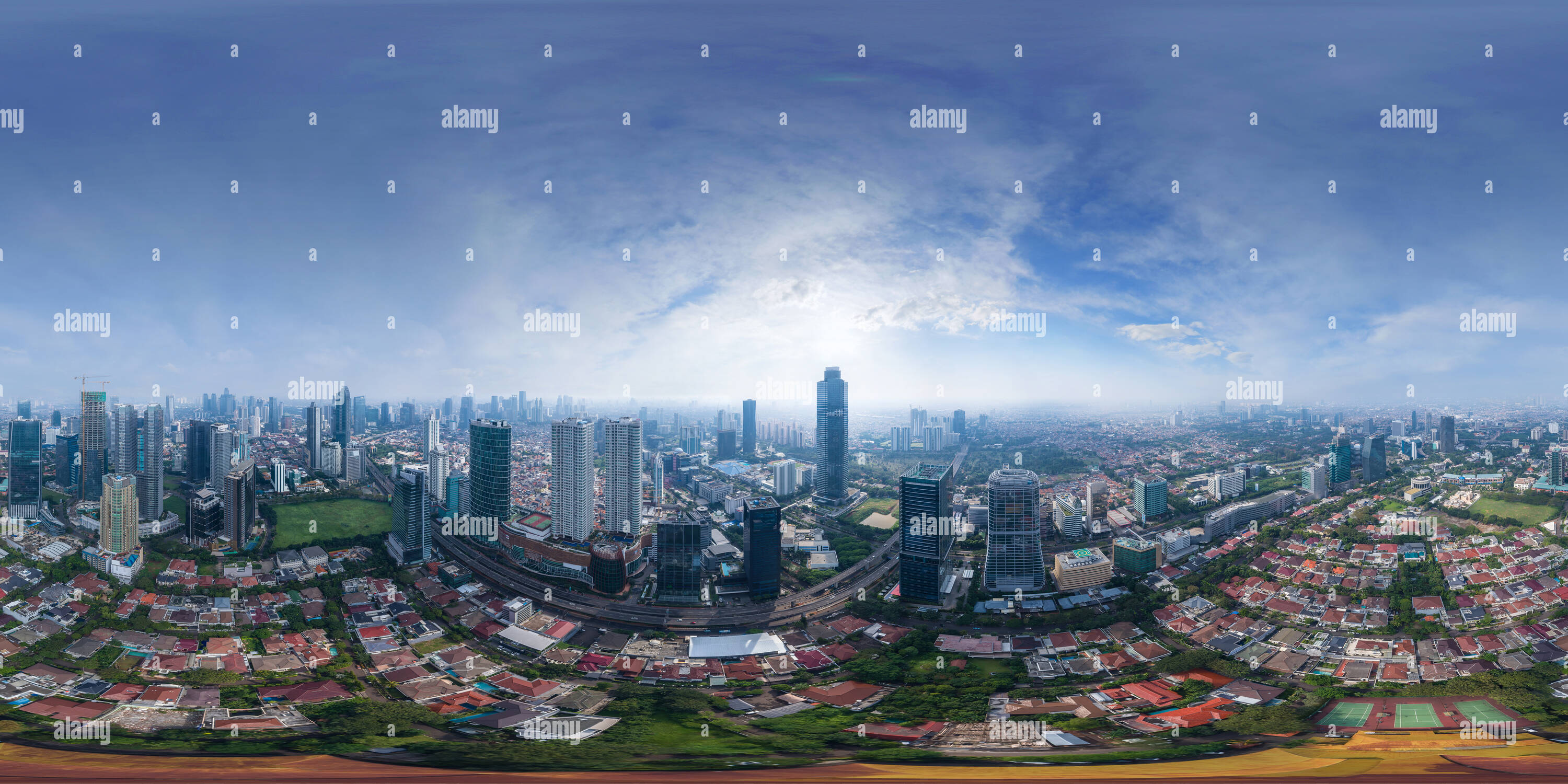 360° view of Aerial Mega Kuningan Jakarta in bright sky - Alamy