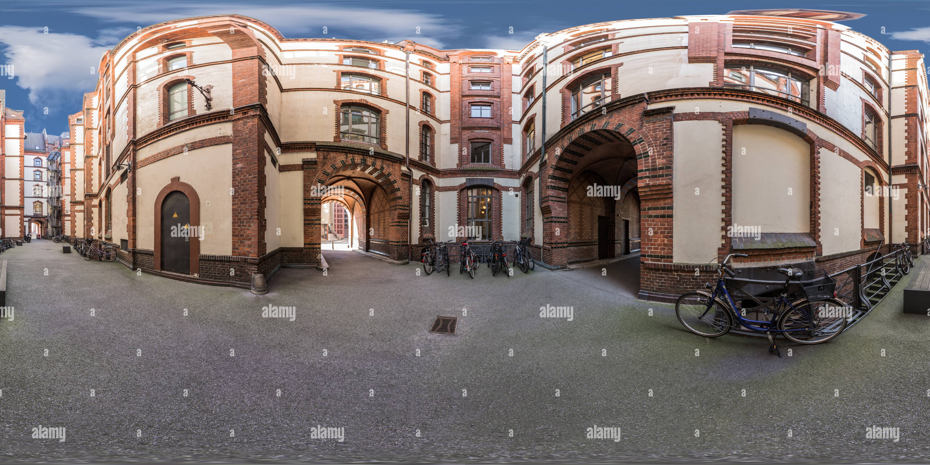 360° view of Inner courtyard at warehouse district, Hamburg, Germany ...