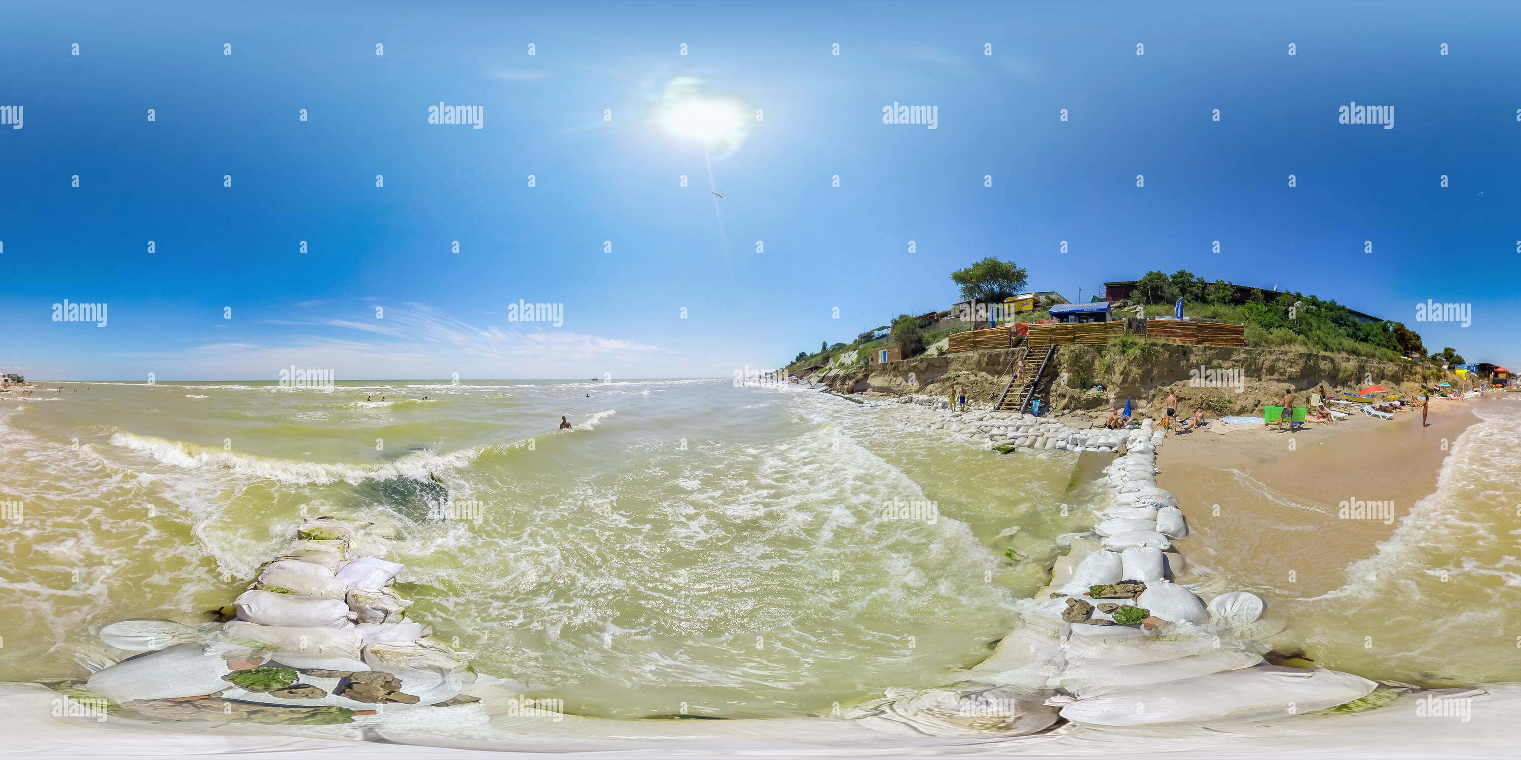 360° view of Kirillovka beach, 2014, breakwater, center - Alamy