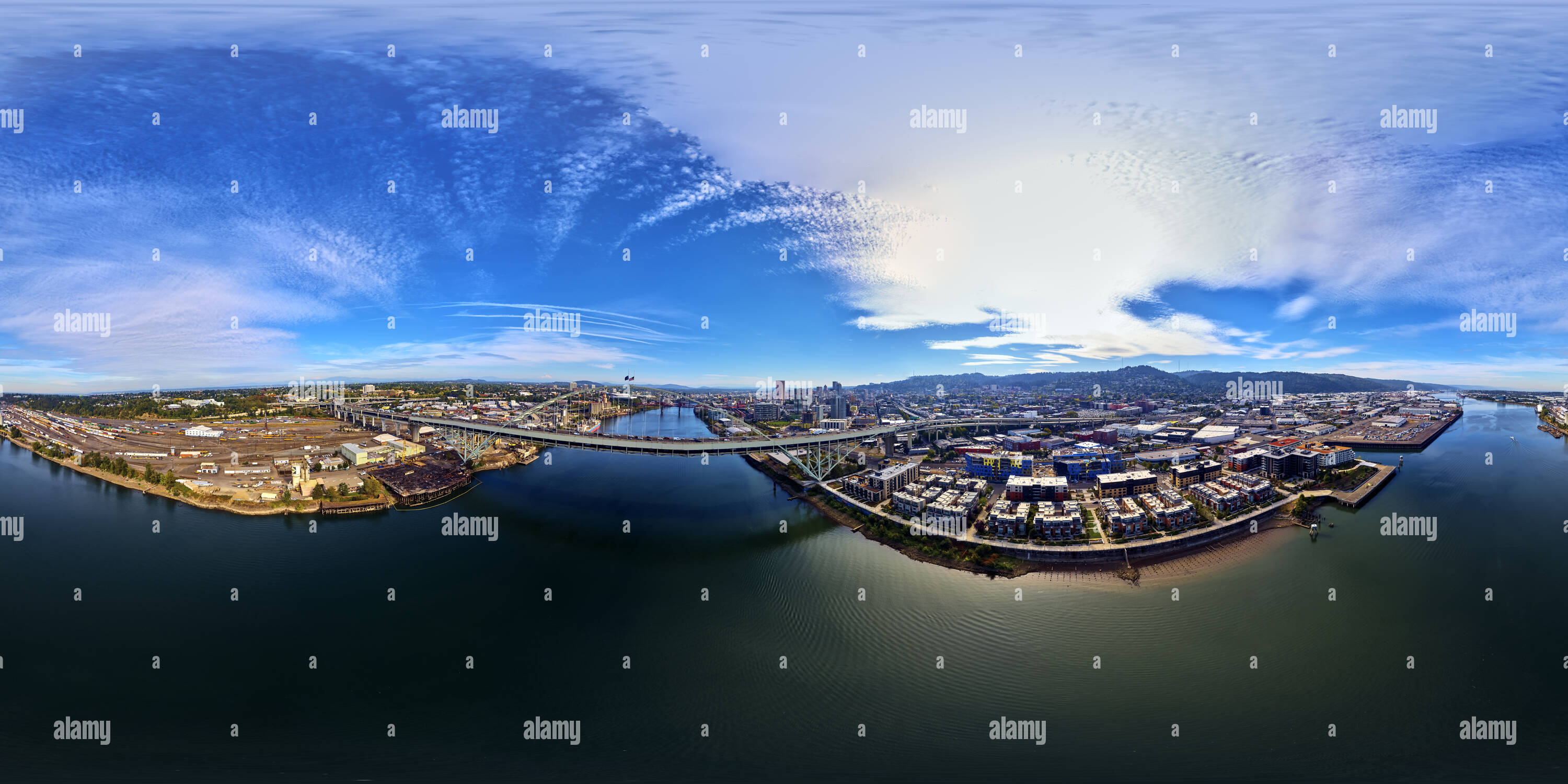 360° view of Aerial 360 panorama of the Fremont Bridge from the NW side ...