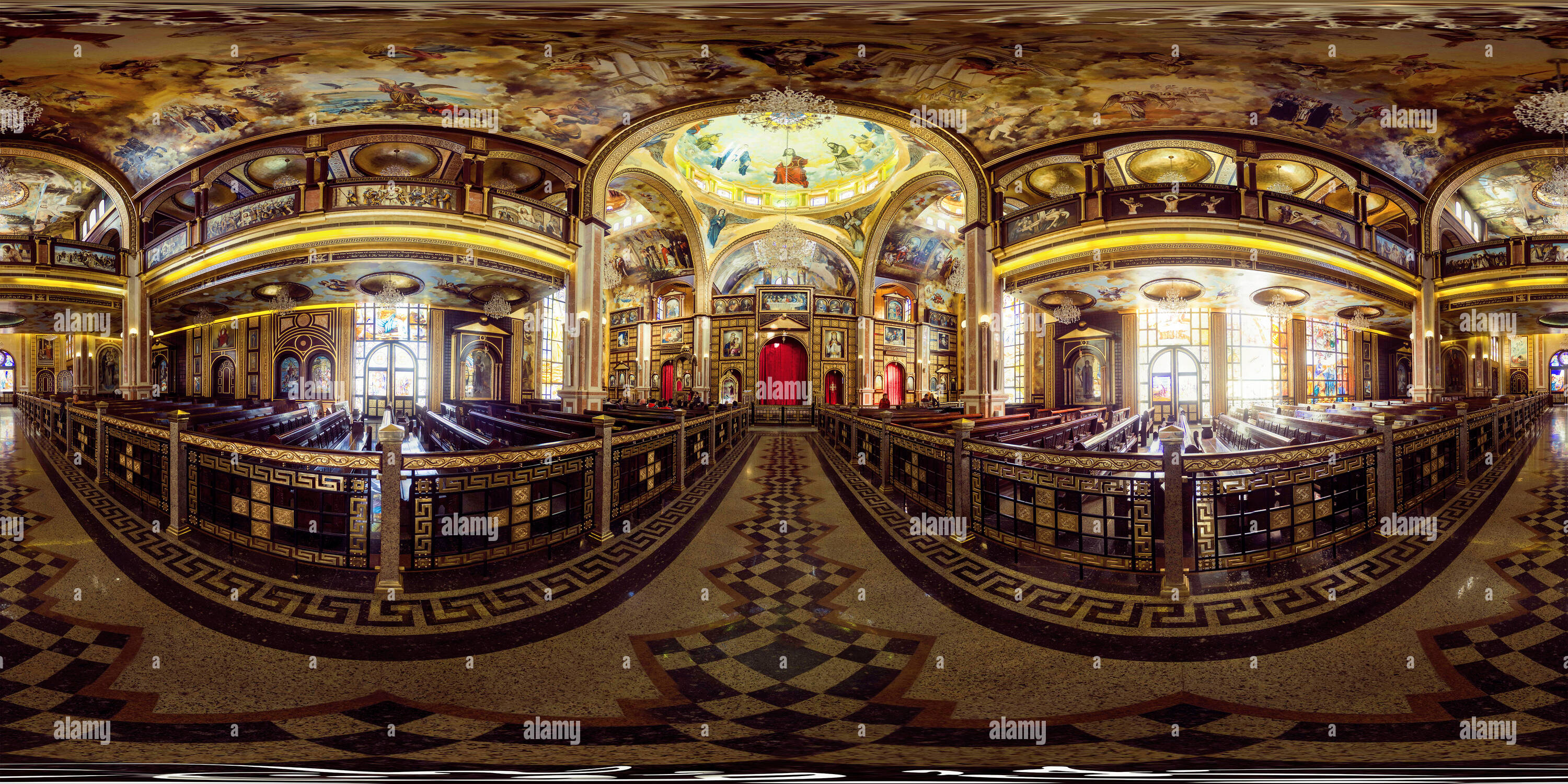 Interior day church cathedral orthodox place glass colors hi-res stock ...