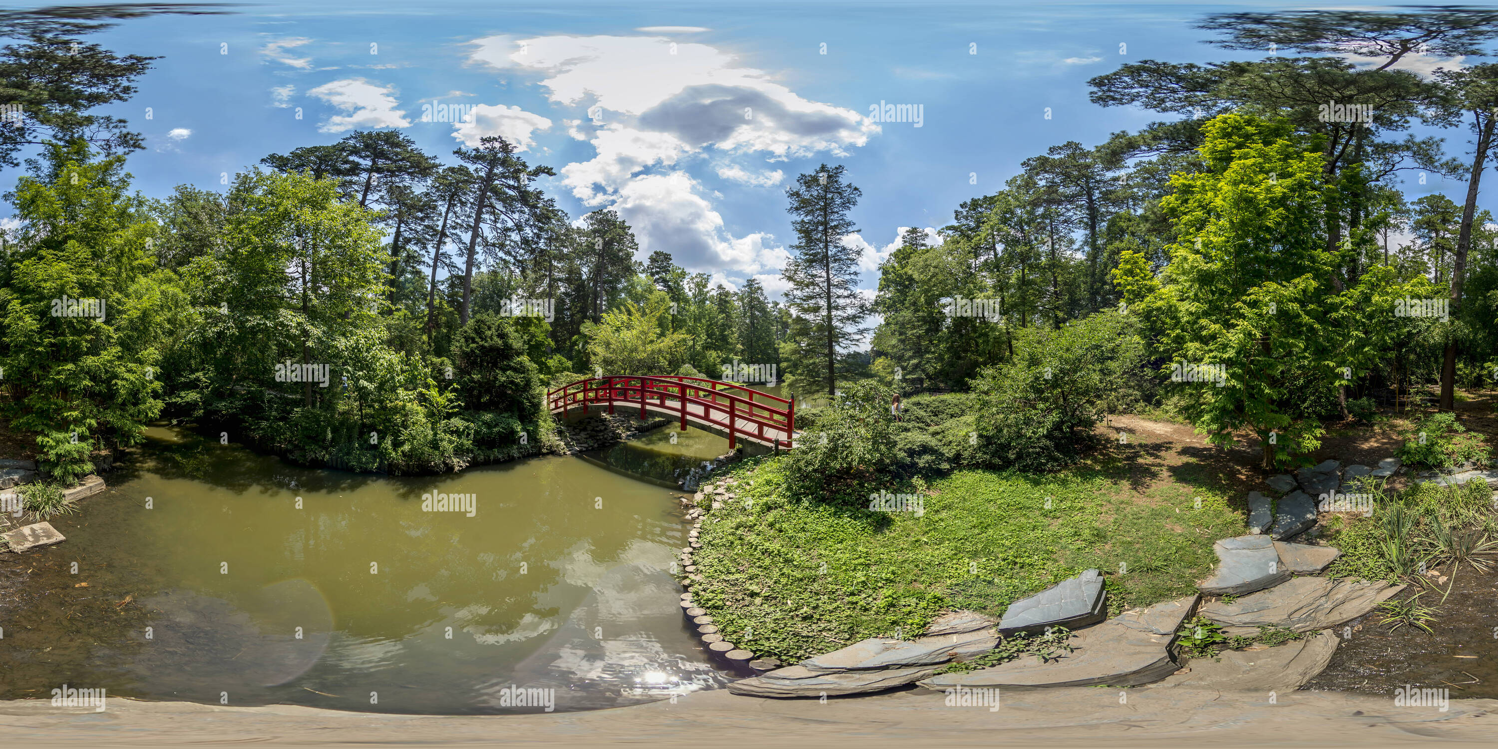 360° view of Duke Garden ASIATIC ARBORETUM Red Bridge - Alamy