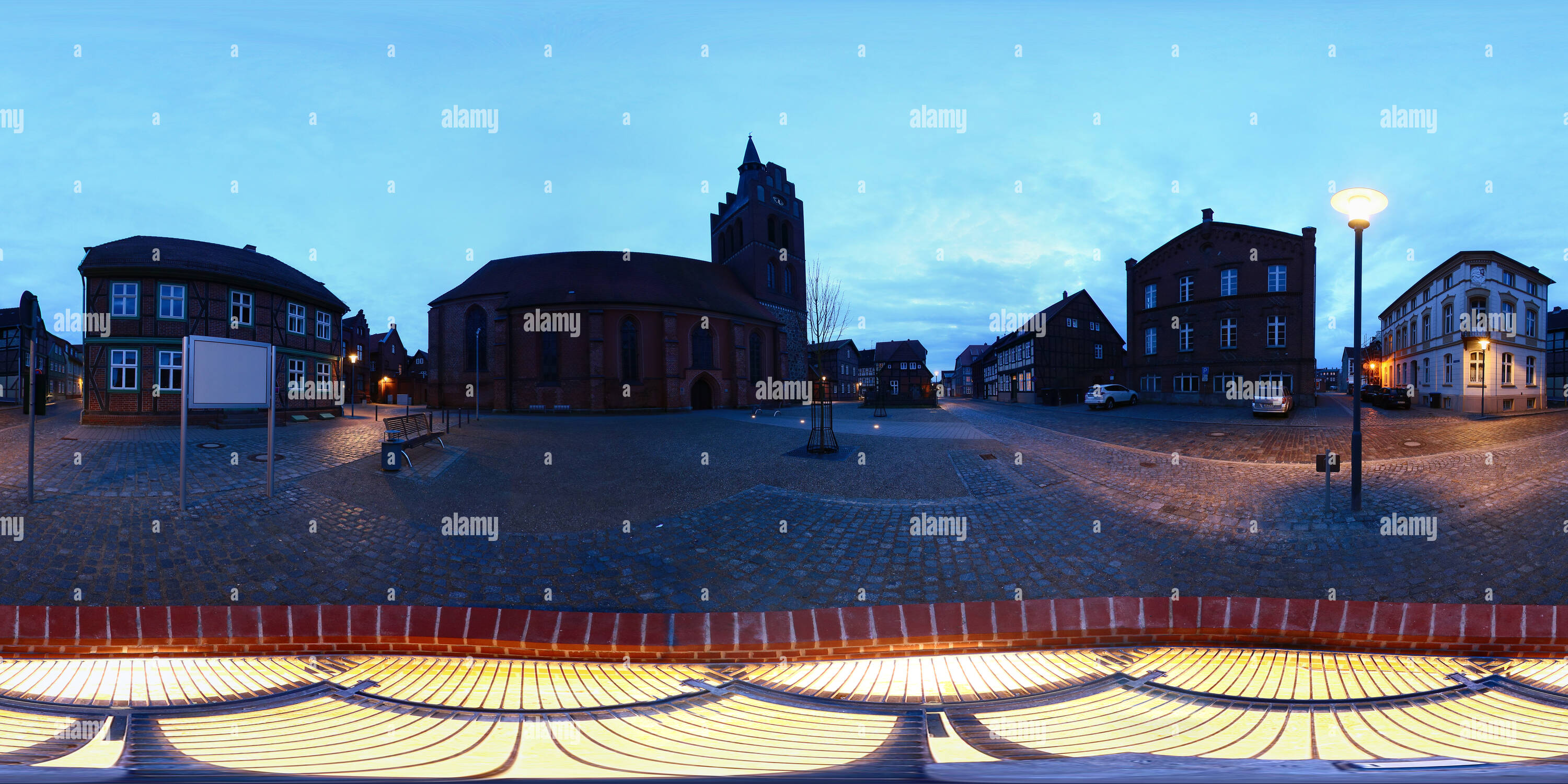 360° view of Grabow - Church St. Georg and old well - Alamy