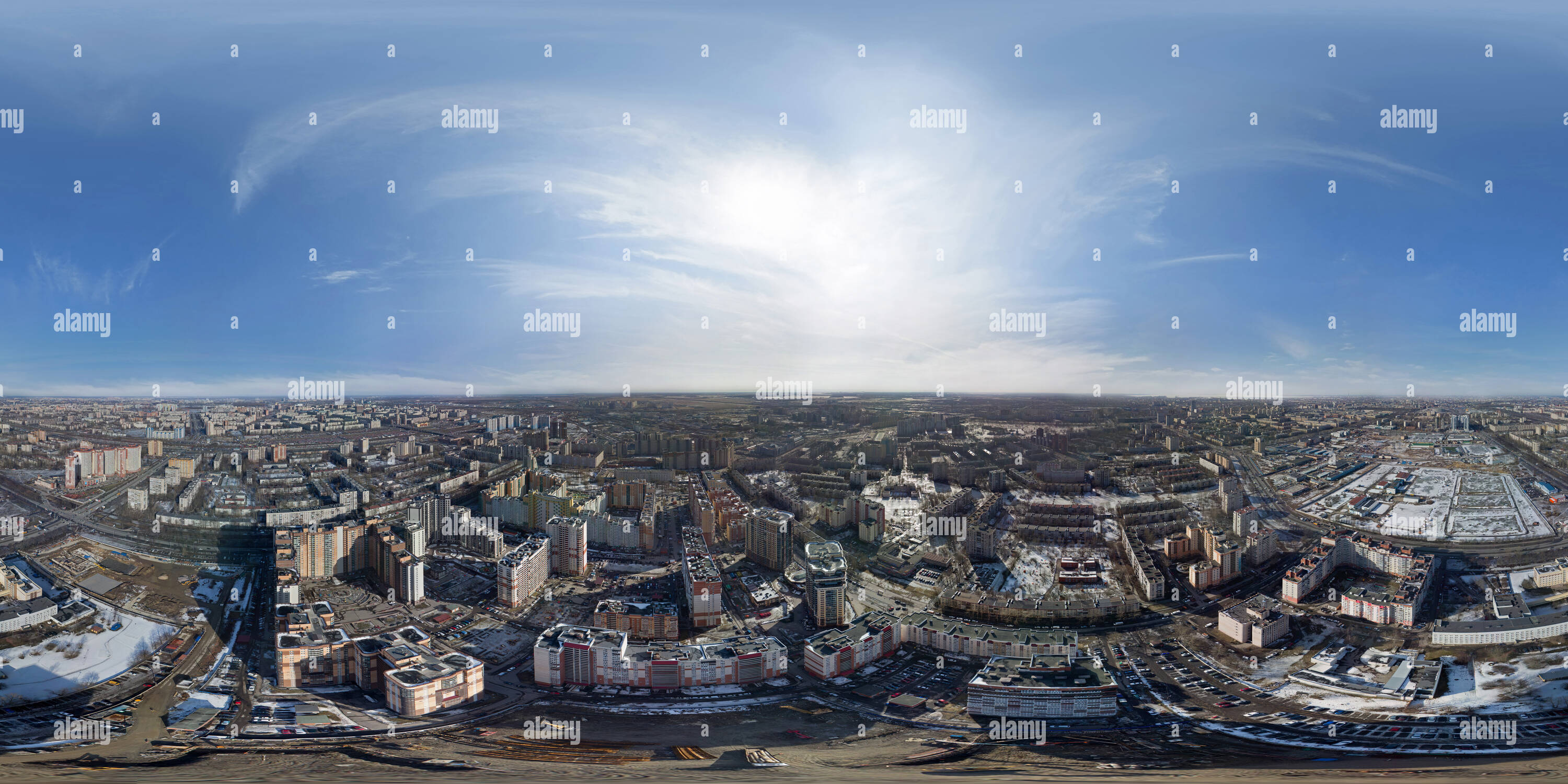 360° view of Saint-Petersburg, bird-view of Moskovsky destrict, aerial ...