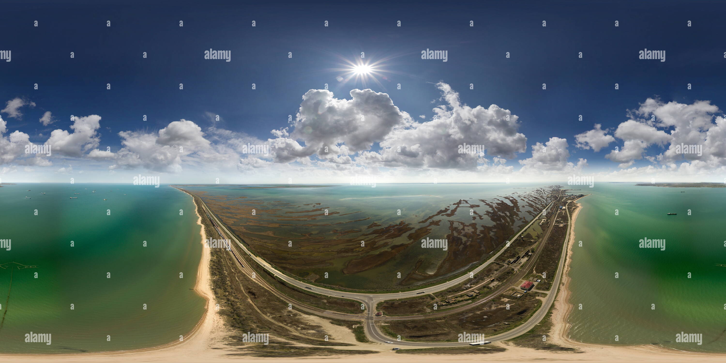 360° view of Spit Chushka and port Kavkaz - Alamy