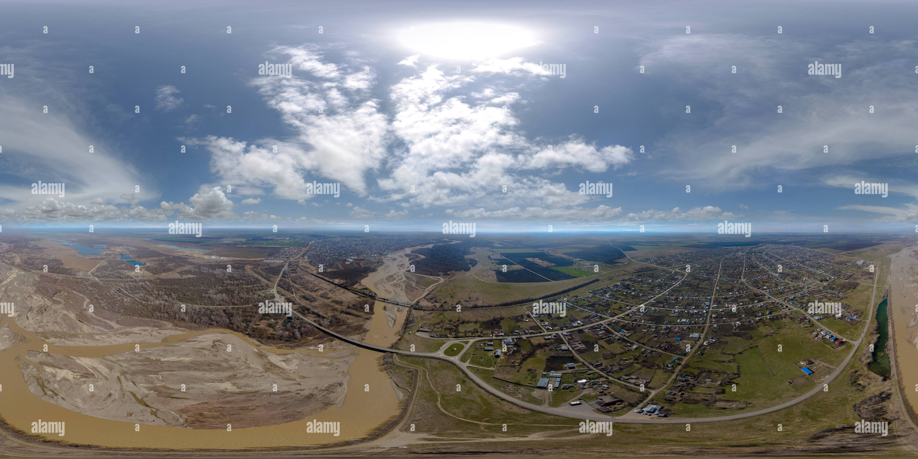 360° view of City of Kurganinsk and aul Koshehabl at the river Laba - Alamy