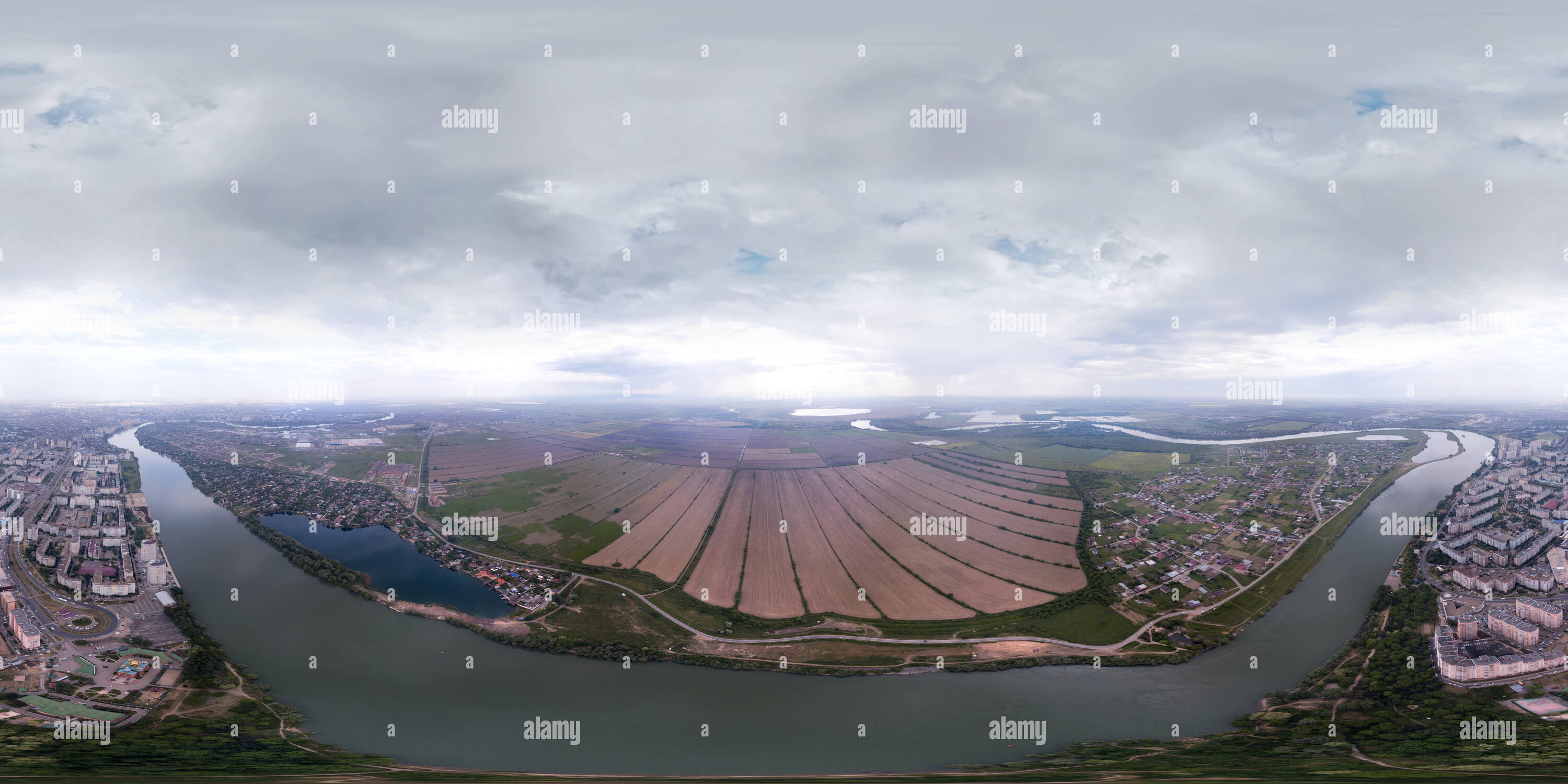 360° view of the western outskirts of the city of Krasnodar (South of ...