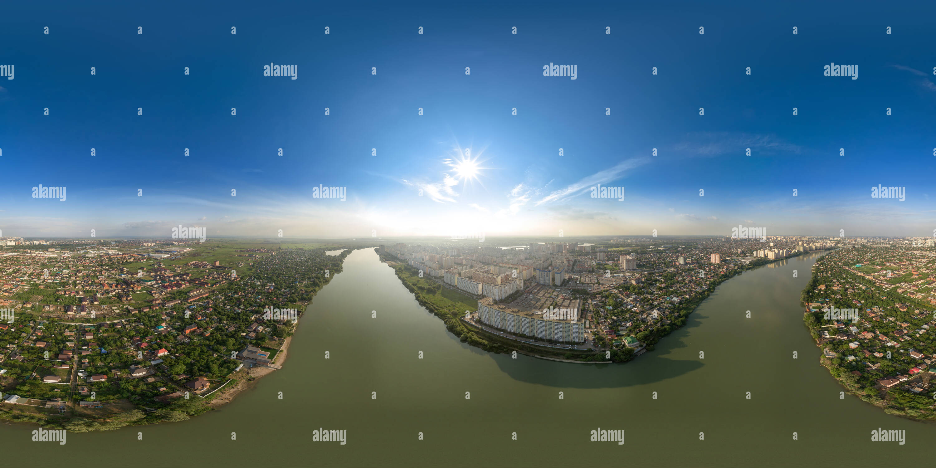 360° view of over the Kuban River in mid-May - Alamy