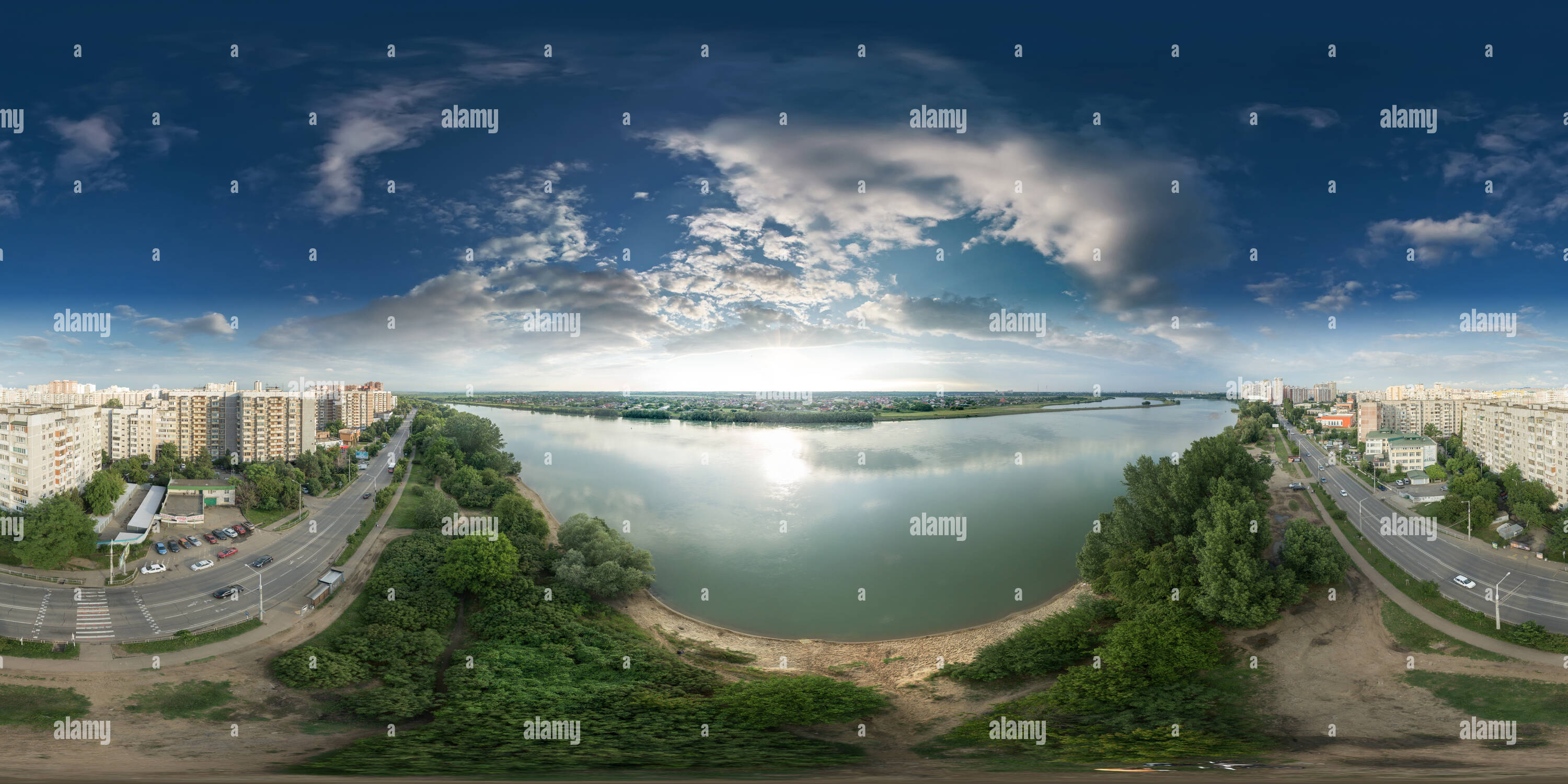 360° view of the bank of the Kuban River on the western outskirts of ...