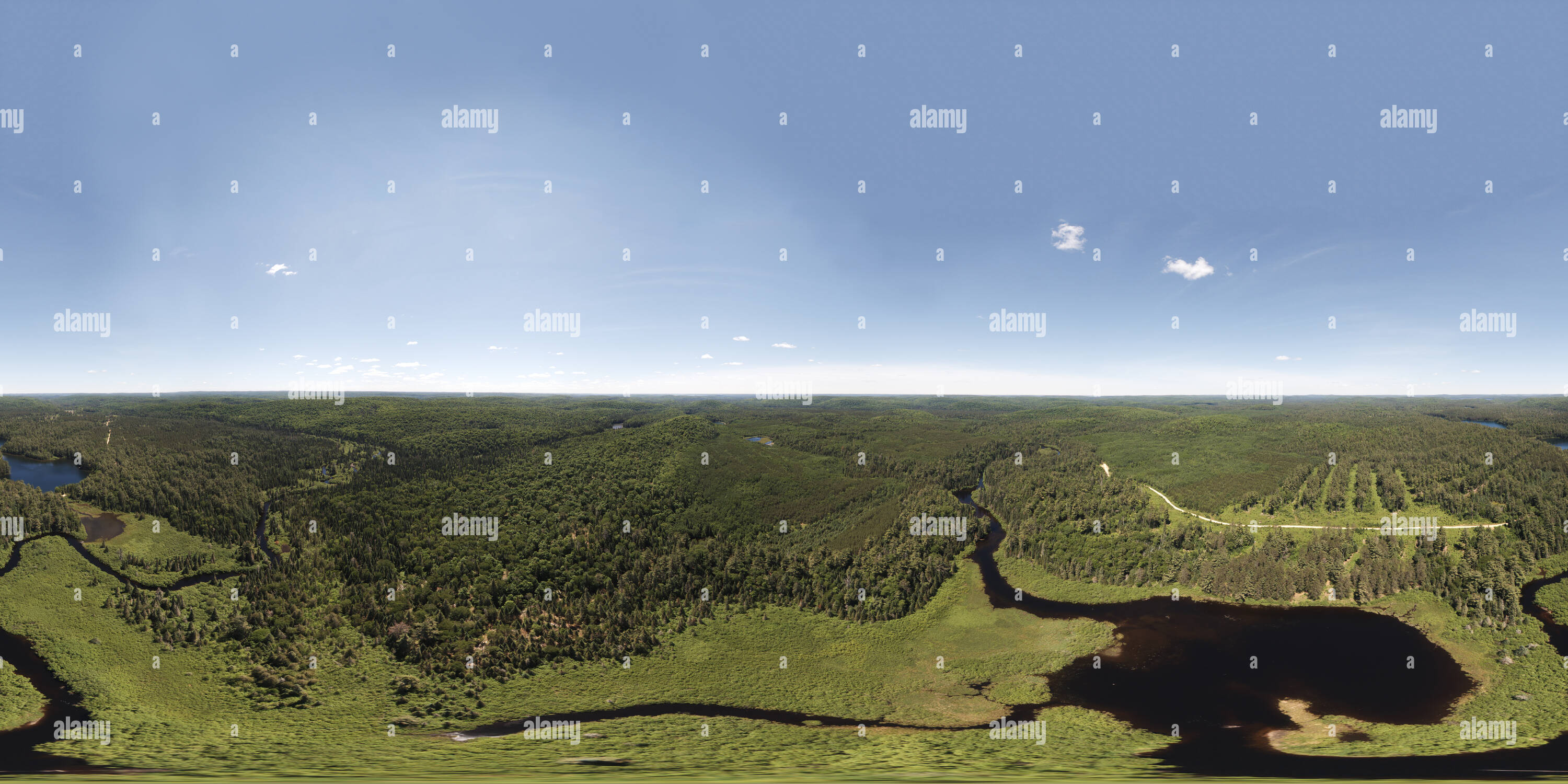 360° view of Aerail 360 of Wildernes Landcape and River in Northern ...