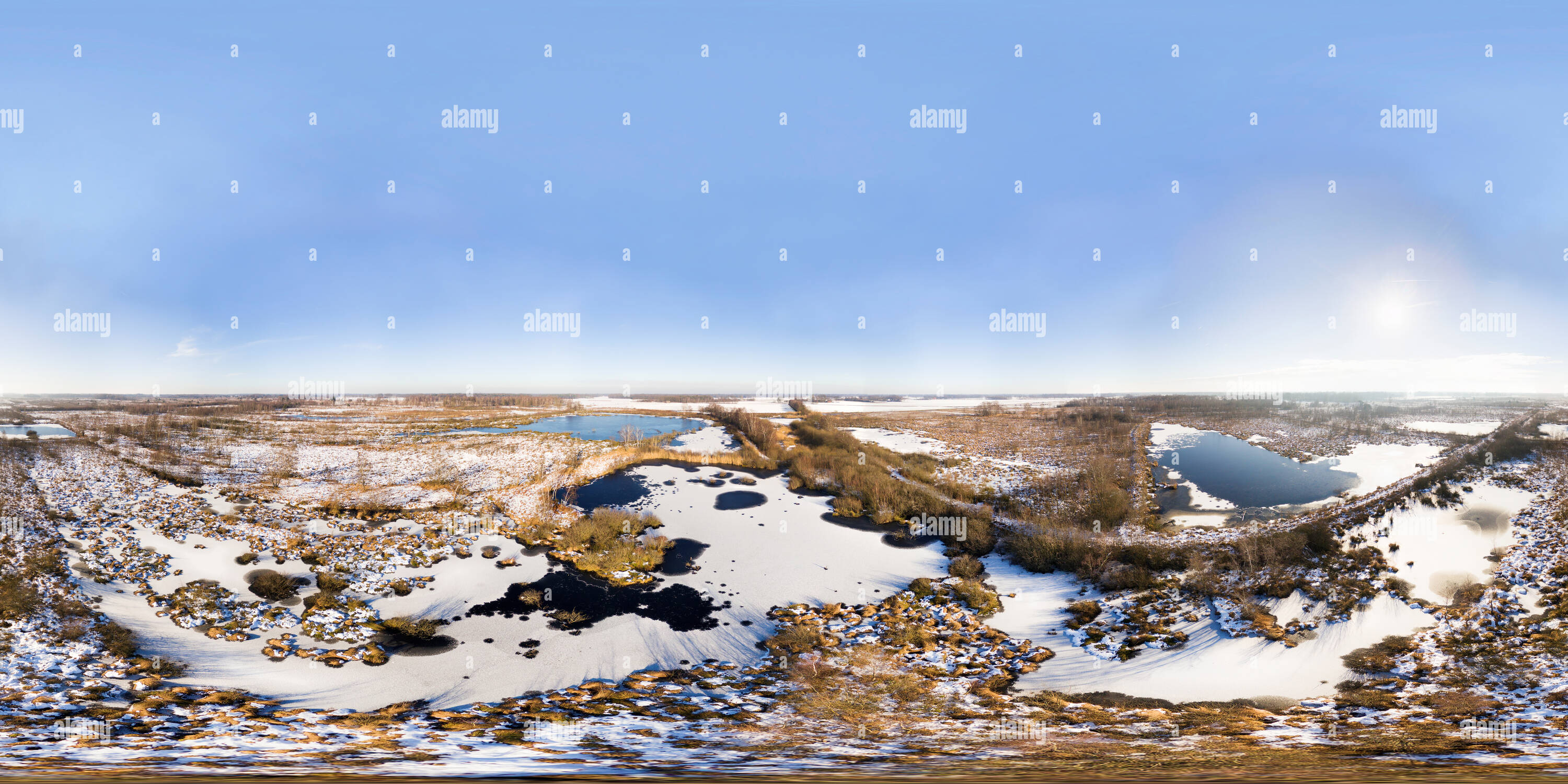 360° view of Snow in the peat moor area Haaksbergerveen - Alamy