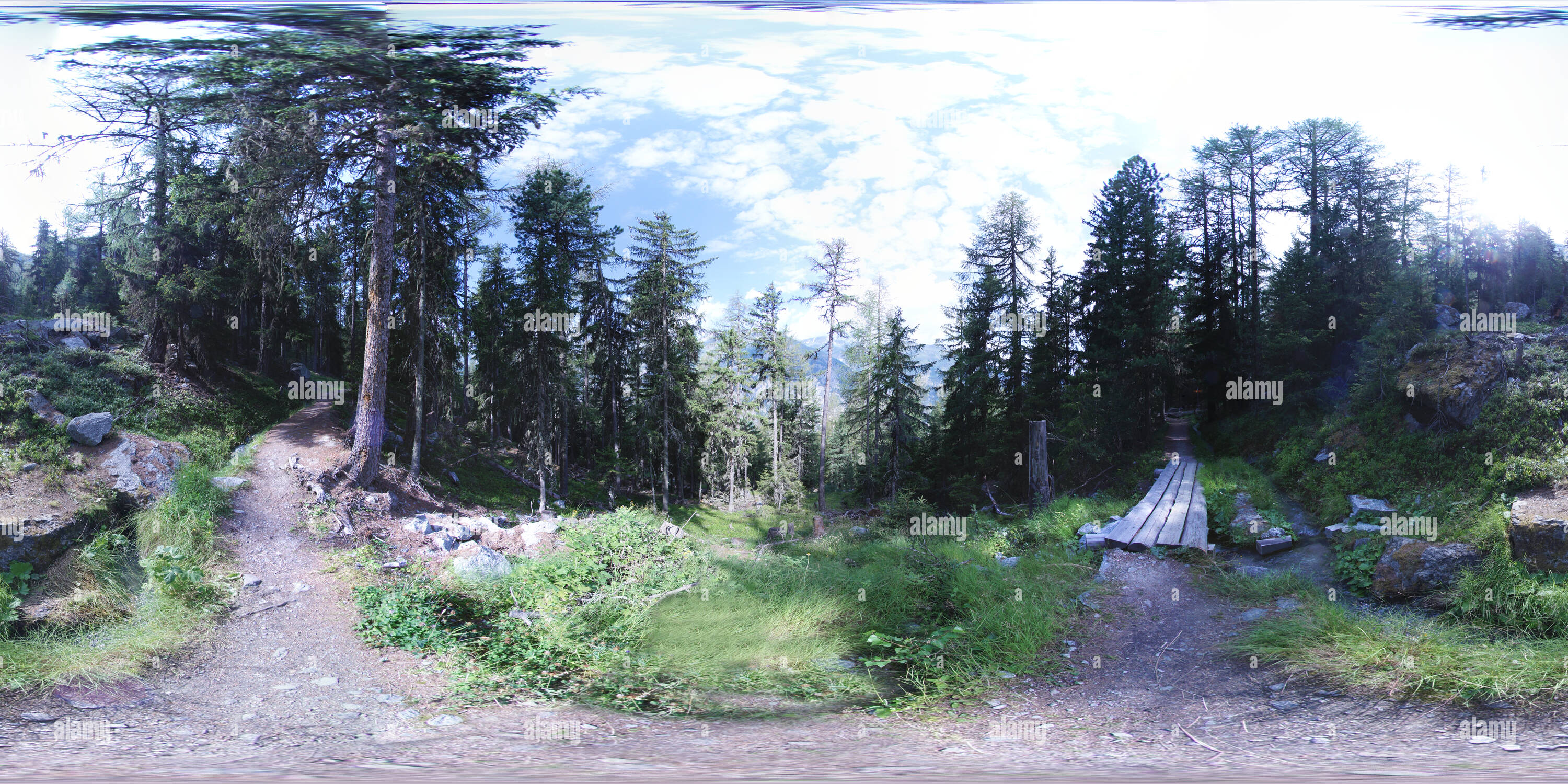 360° view of at Drieri Suon, a water supply channel in Graechen, Valais ...
