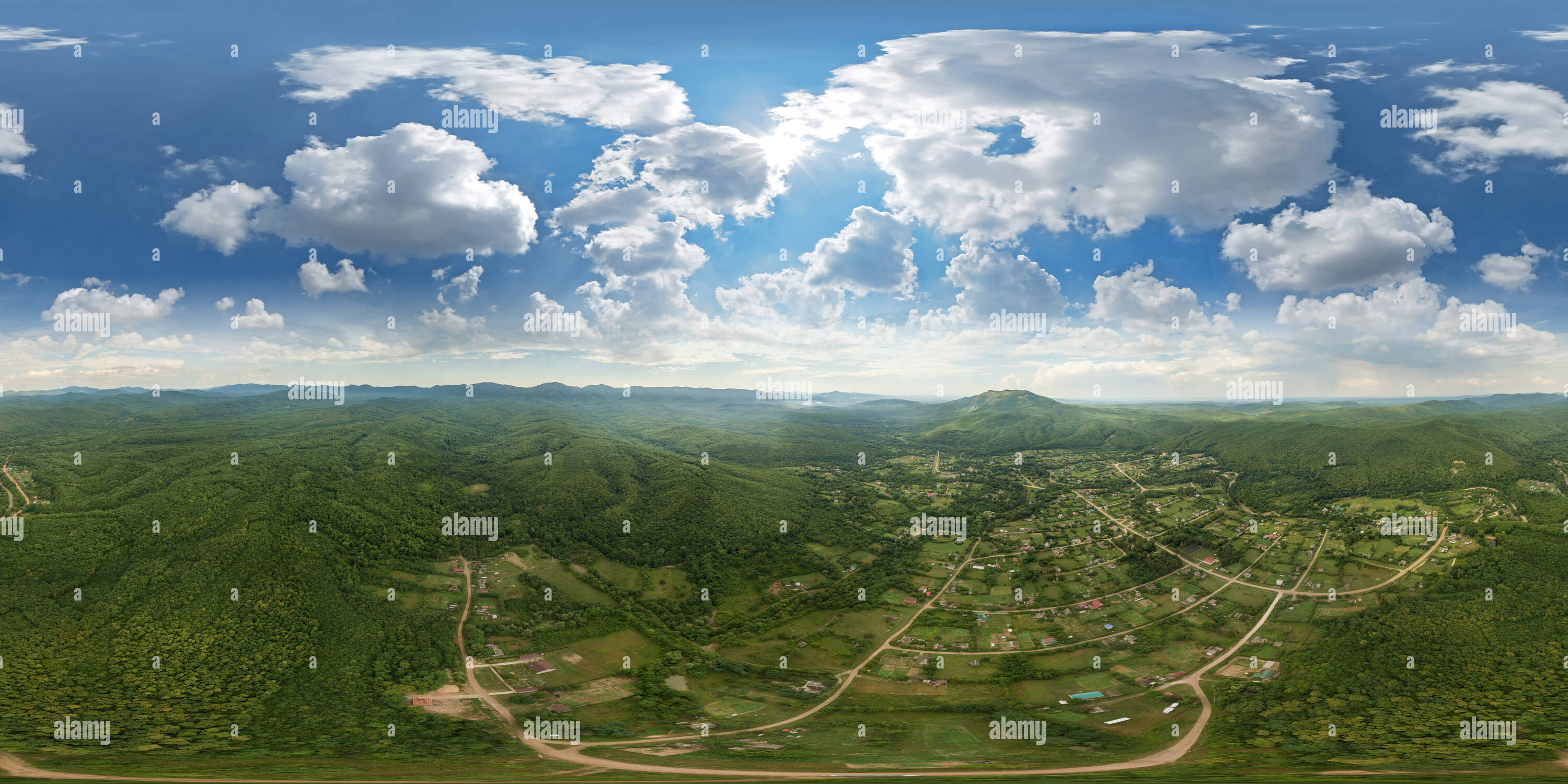 360° view of The Western Caucasus - the village of Erivanskaya (South ...