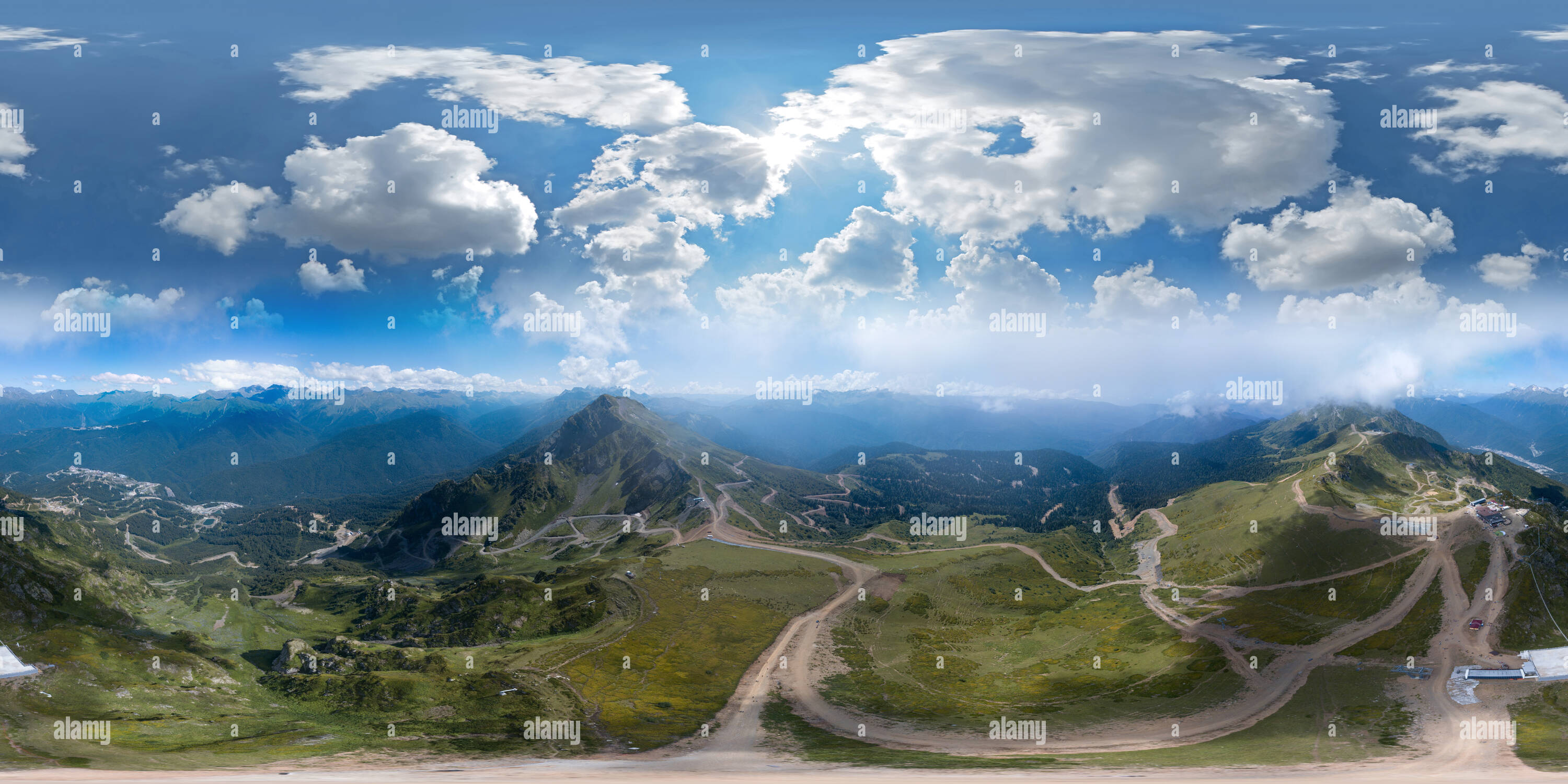 360° view of Upper station of the cable car Edelweiss to the park of ...