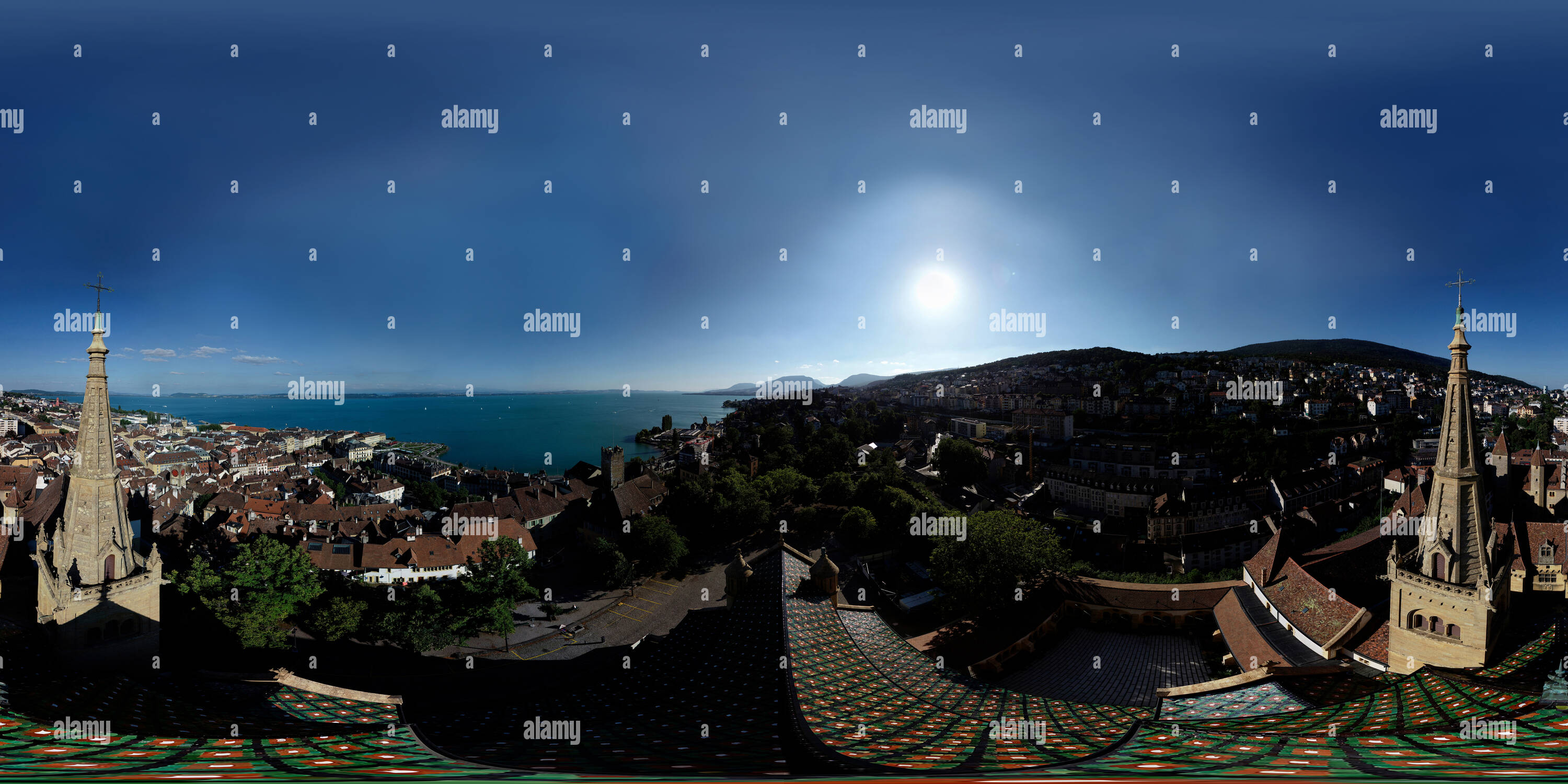 360° view of Neuchâtel - La Collégiale - Alamy