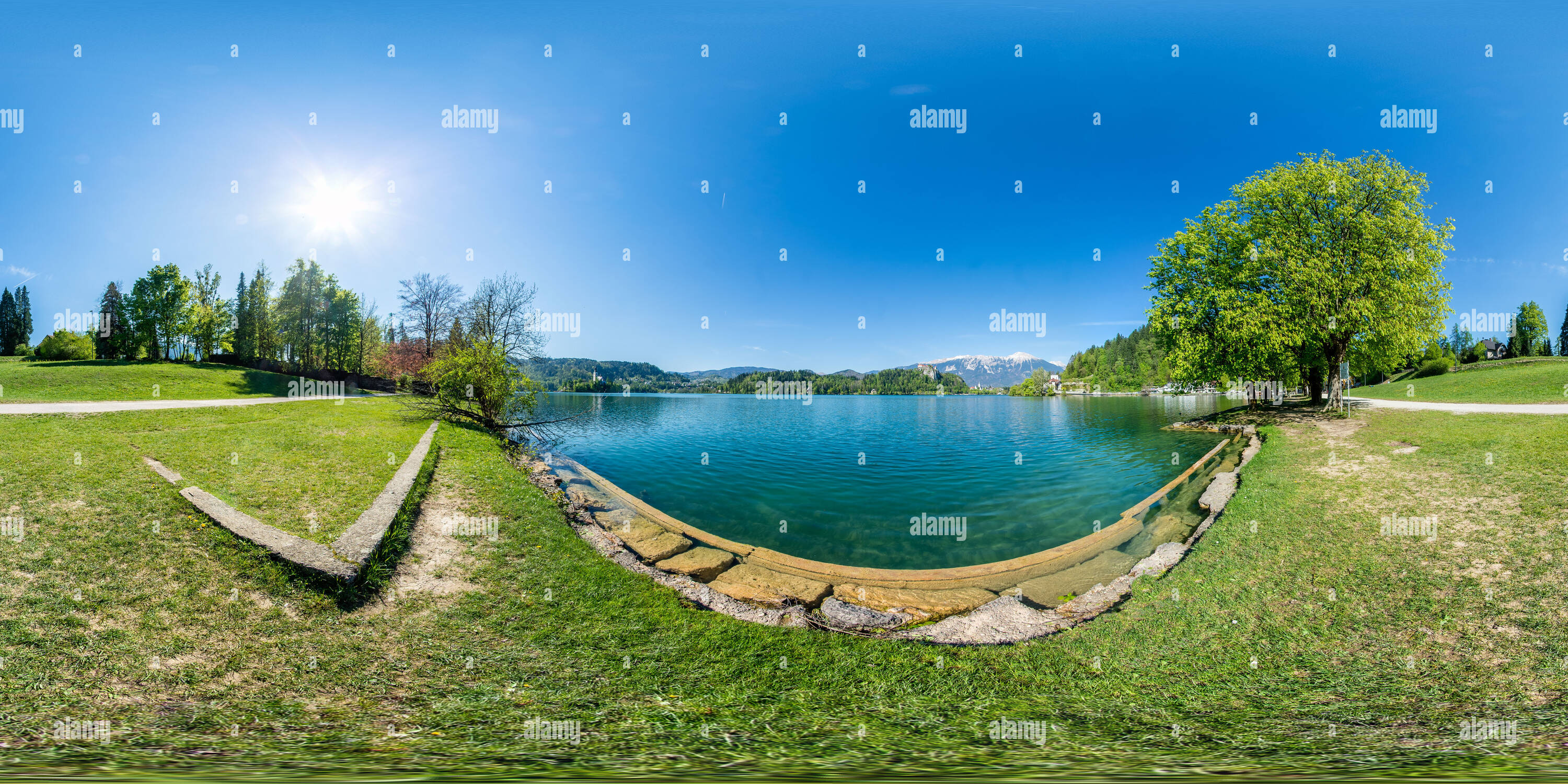 360° view of Lake of Bled - Alamy