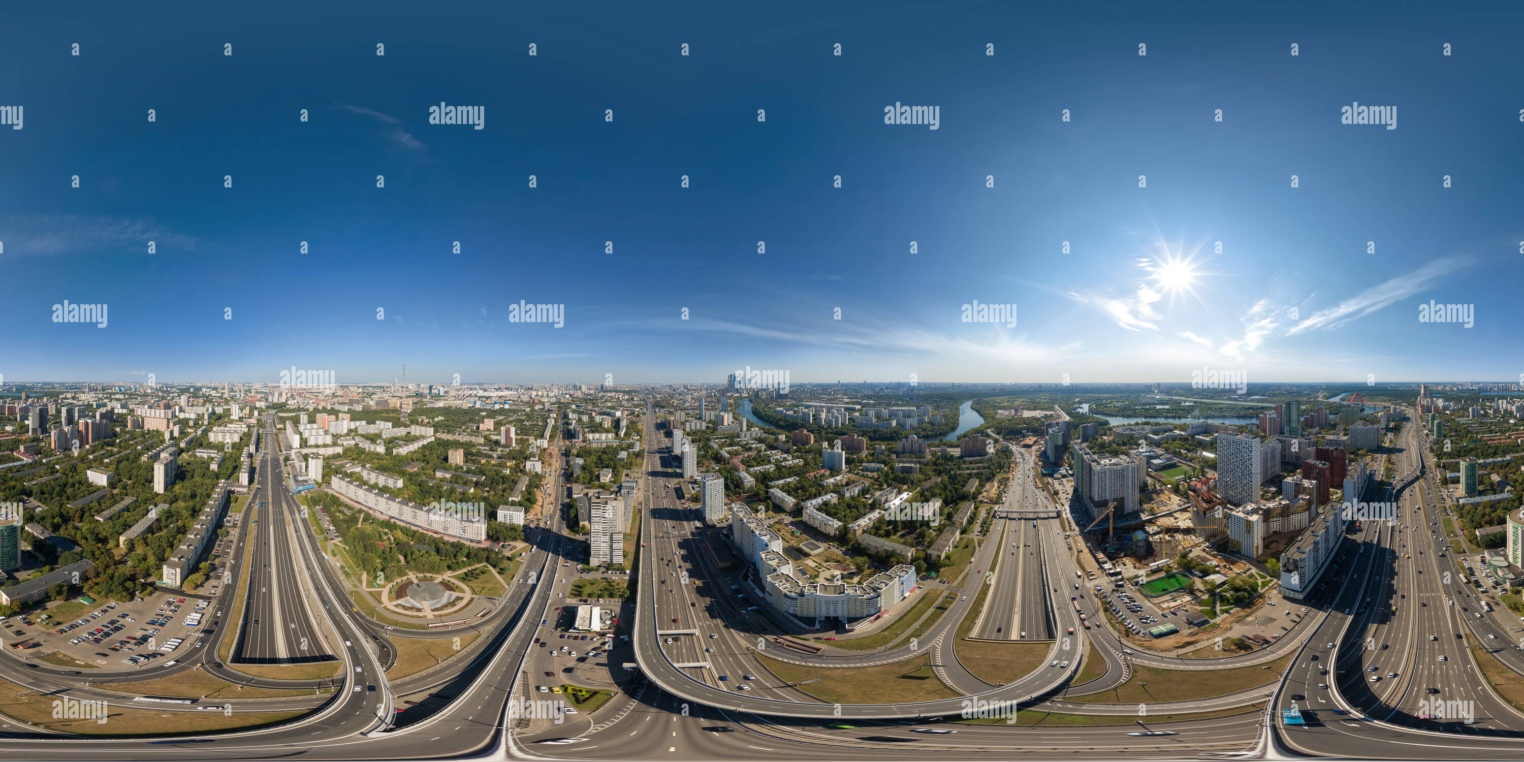 360° view of Large traffic intersection (crossroad), top view - Alamy