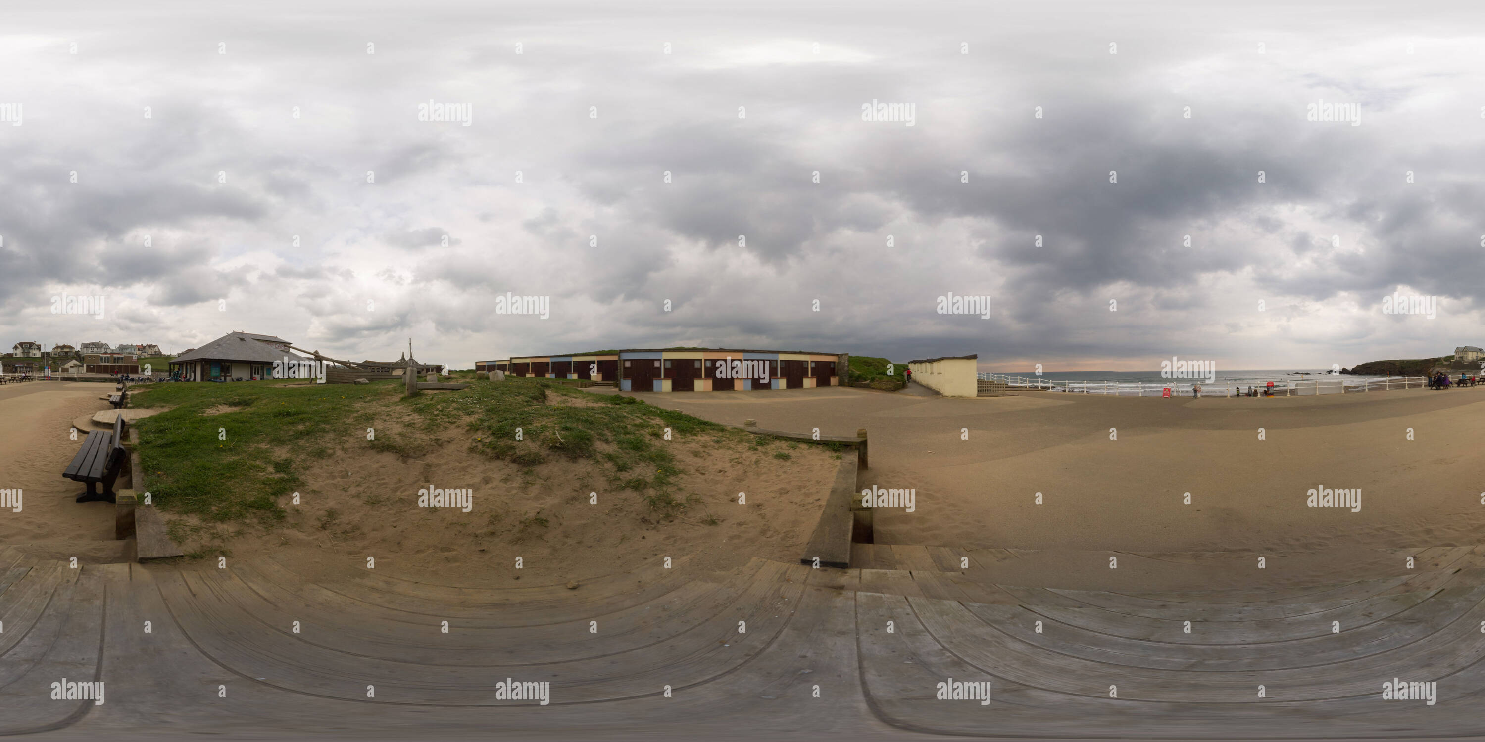 360° view of Crooklets Beach, Bude, Cornwall, UK - Alamy