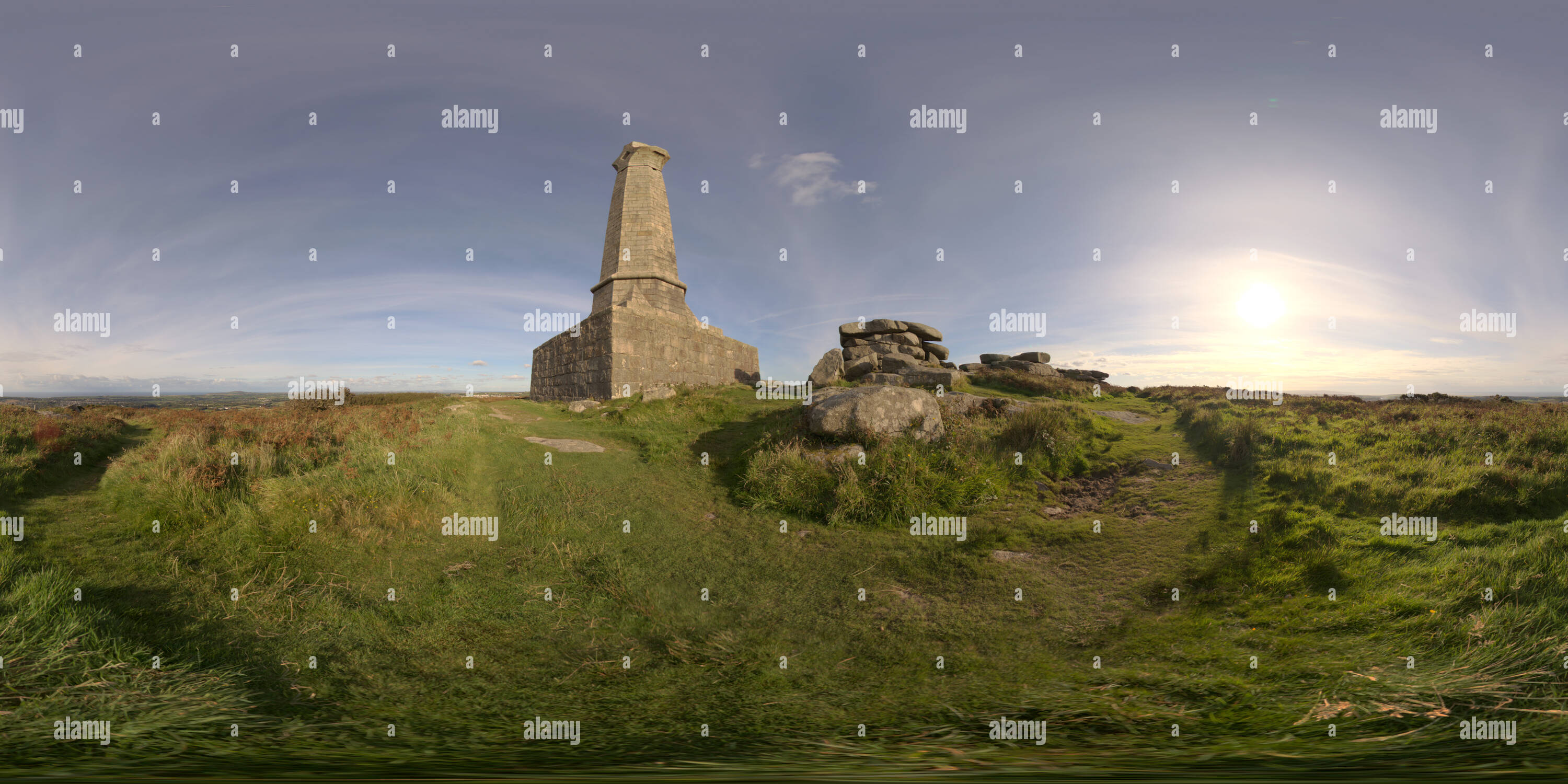 360° view of Carn Brea Monument Panorama - Alamy