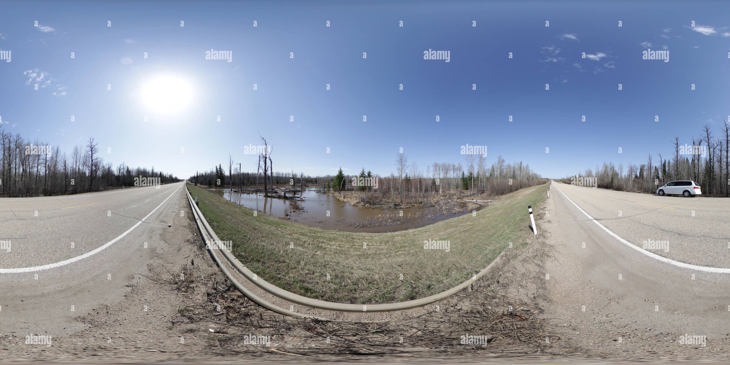 360° view of On the Road on Highway No 2 - Alamy