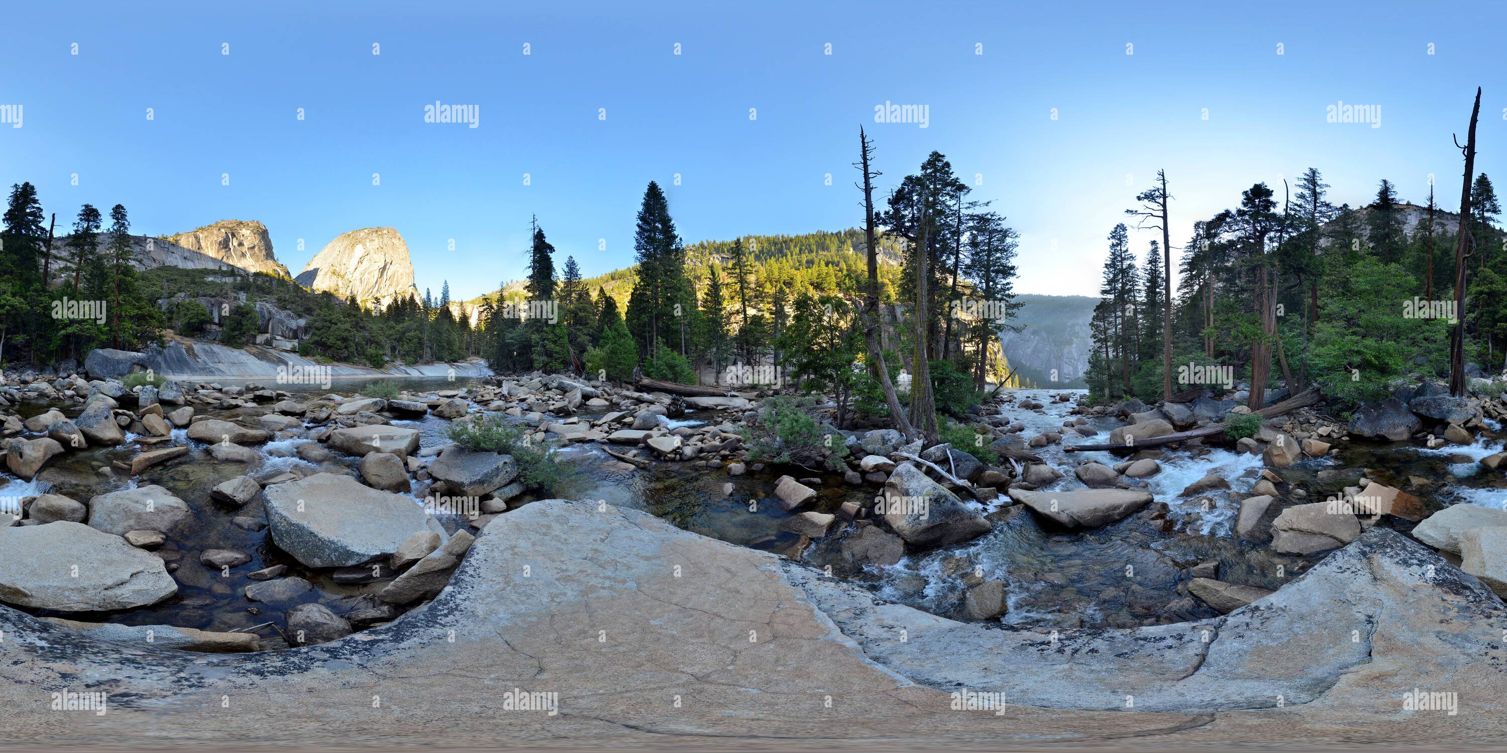 360° view of Top of Vernal Falls, on a rock in Emerald Pool - Alamy