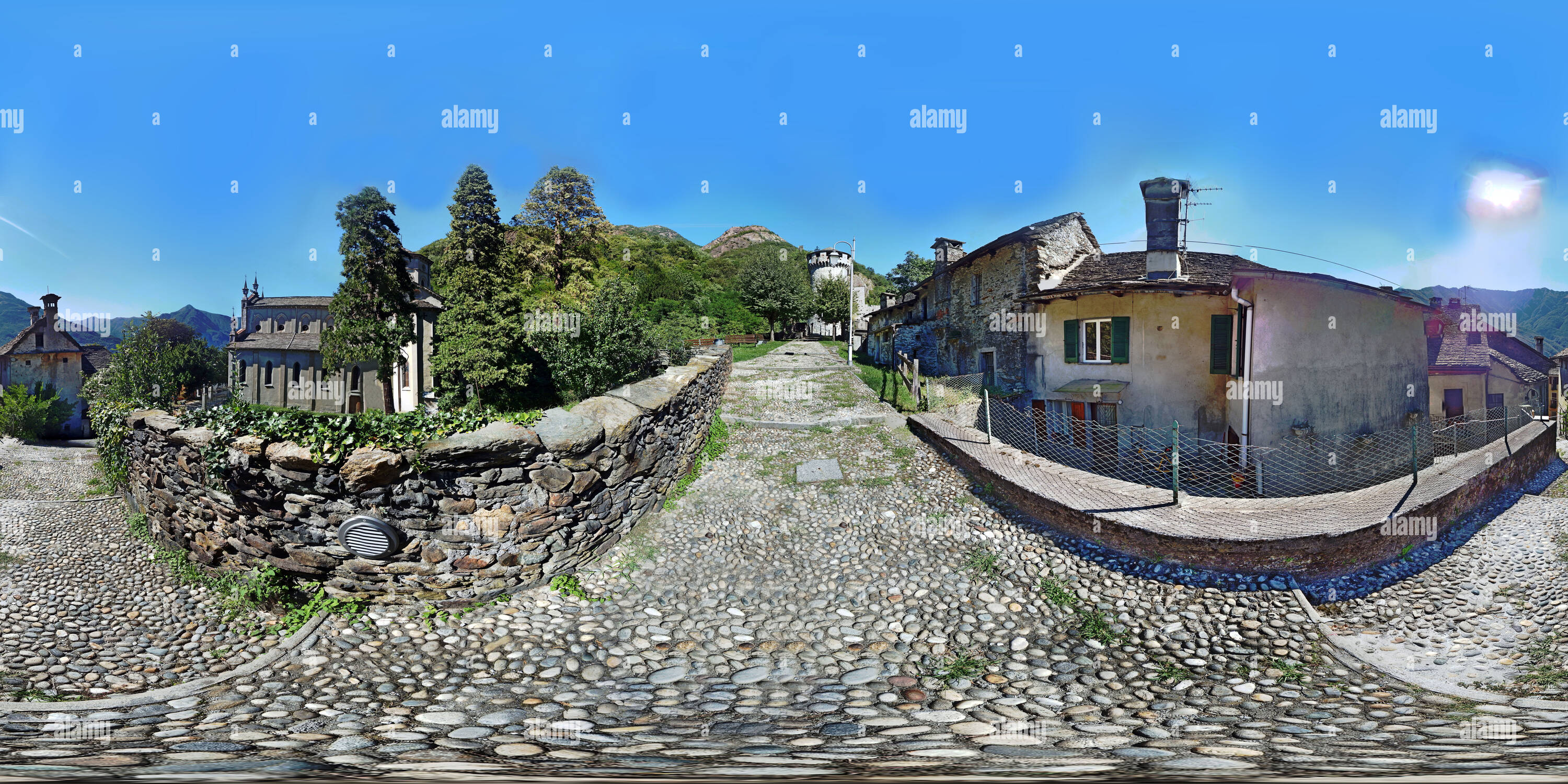 360° view of Towards the Visconti's Castle (XIV century) - Vogogna - Alamy
