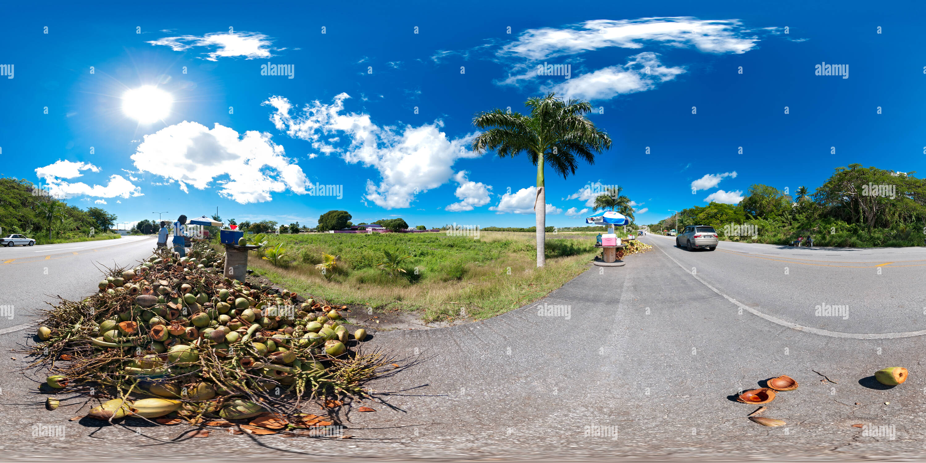 360° view of Coconut Venders On Highway - Alamy