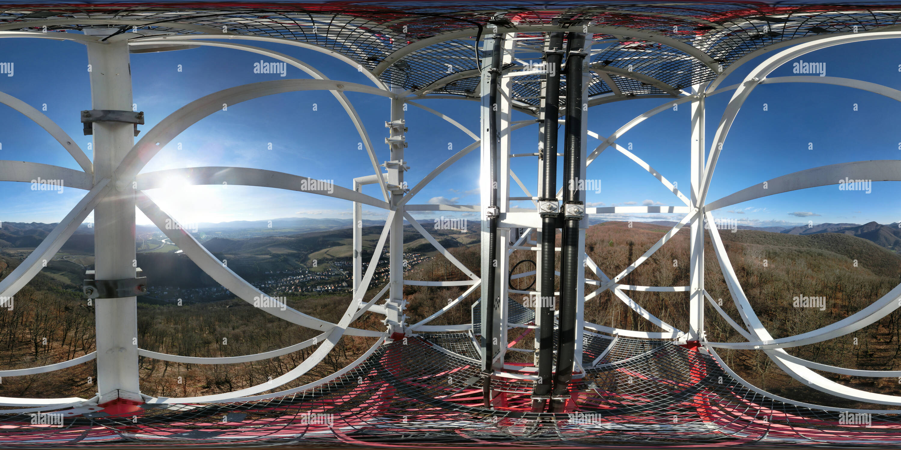 360° view of 50m high broadcast tower - Alamy