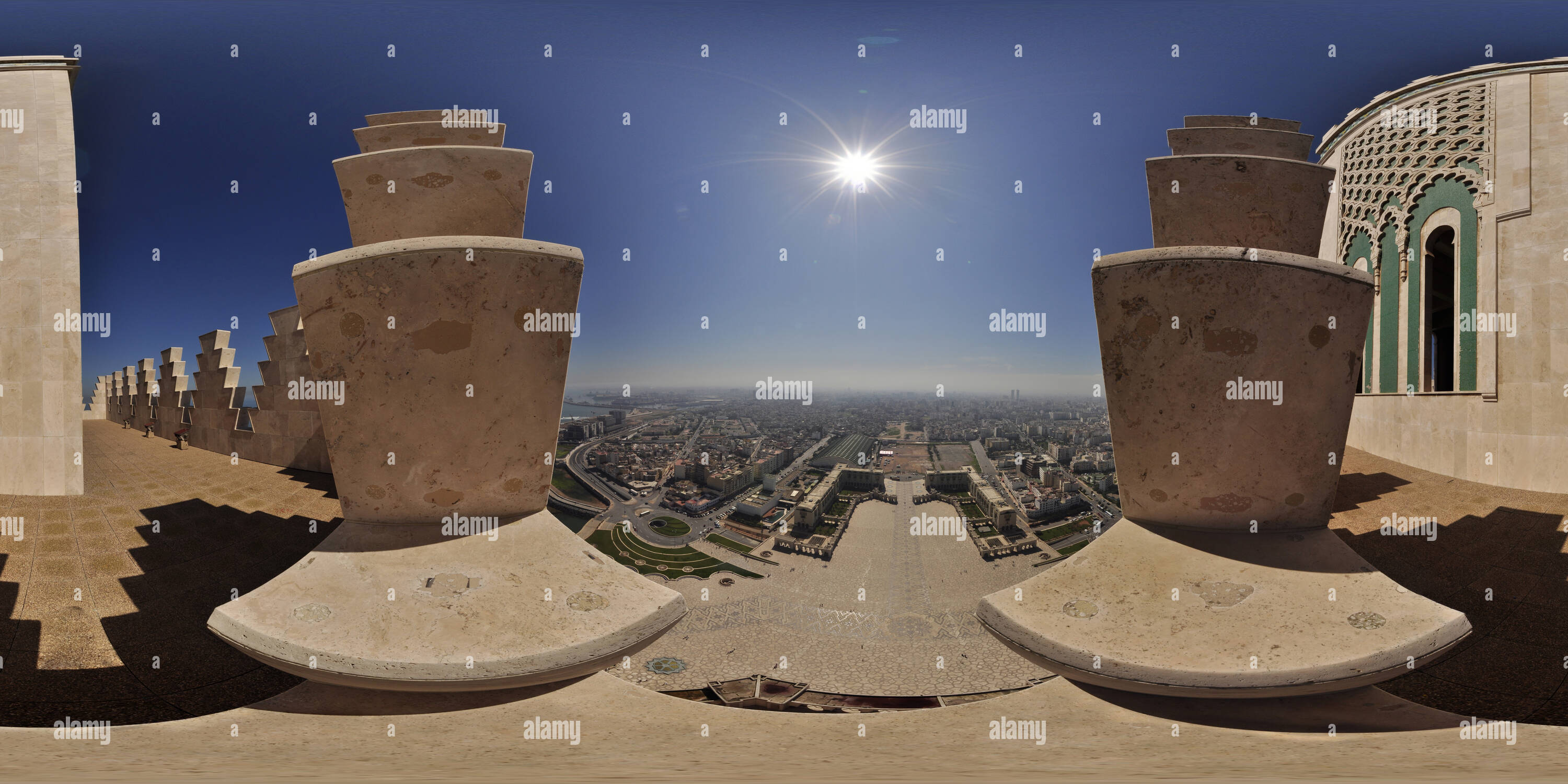 360° view of The Hassan II Mosque - East view from Minarets (tower ...