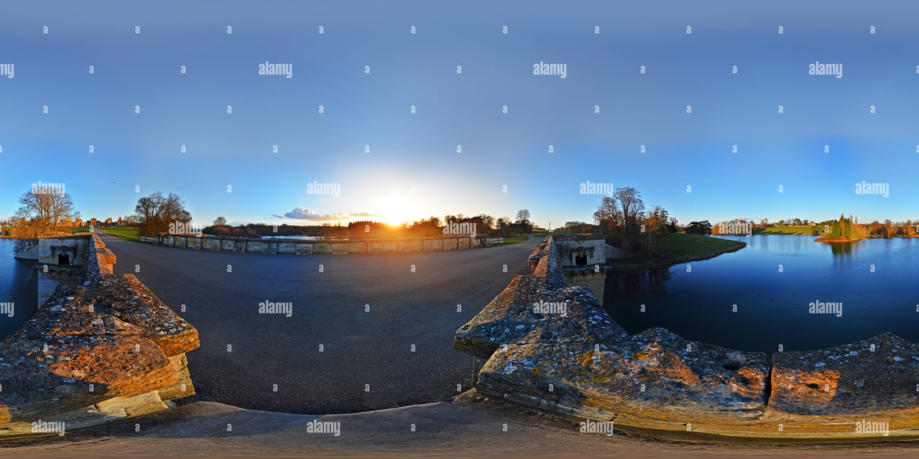 360° view of Blenheim Bridge, Beautiful Sunset - Alamy