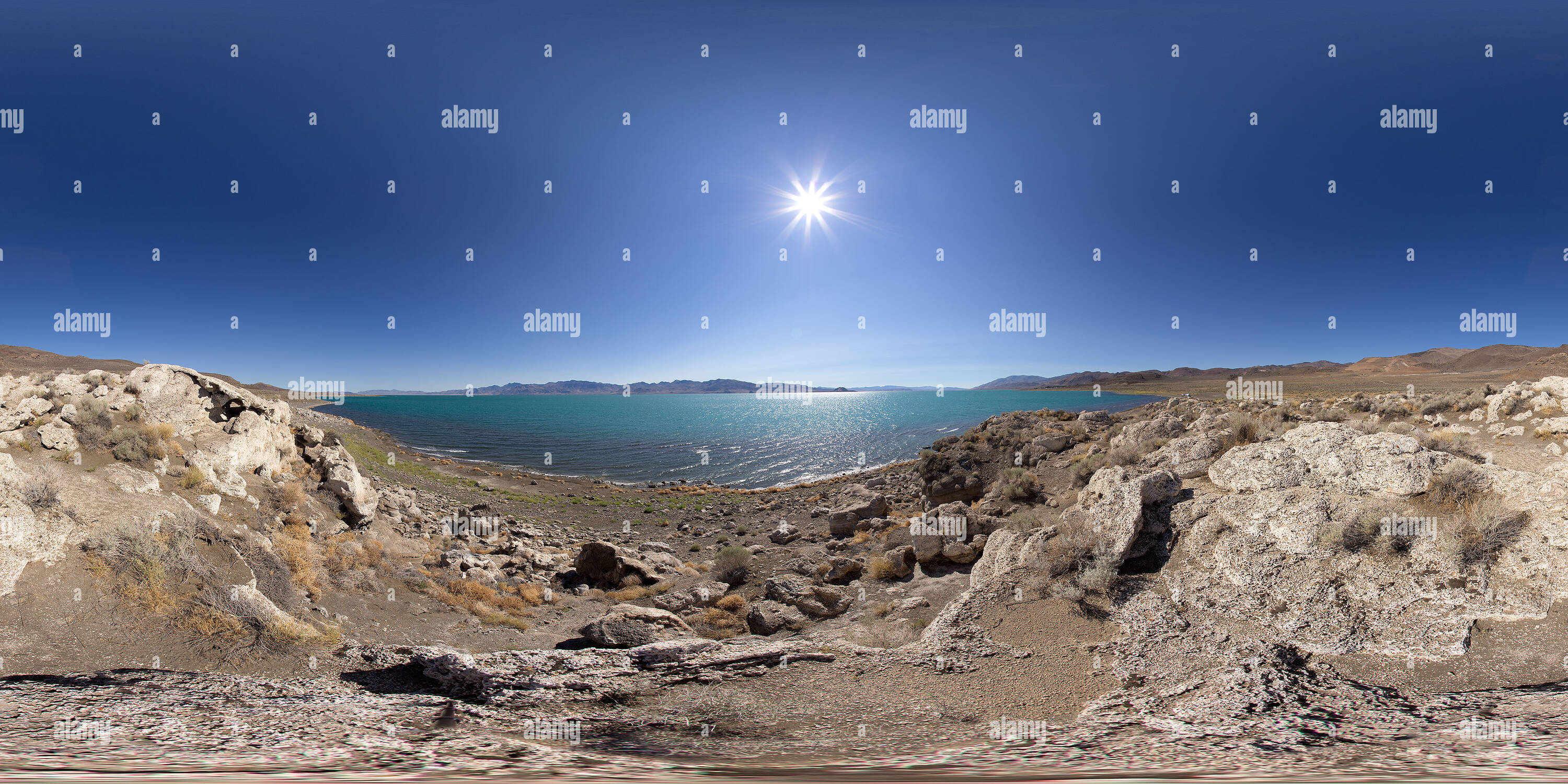 360° view of On a tufa deposit at Pyramid Lake - Alamy