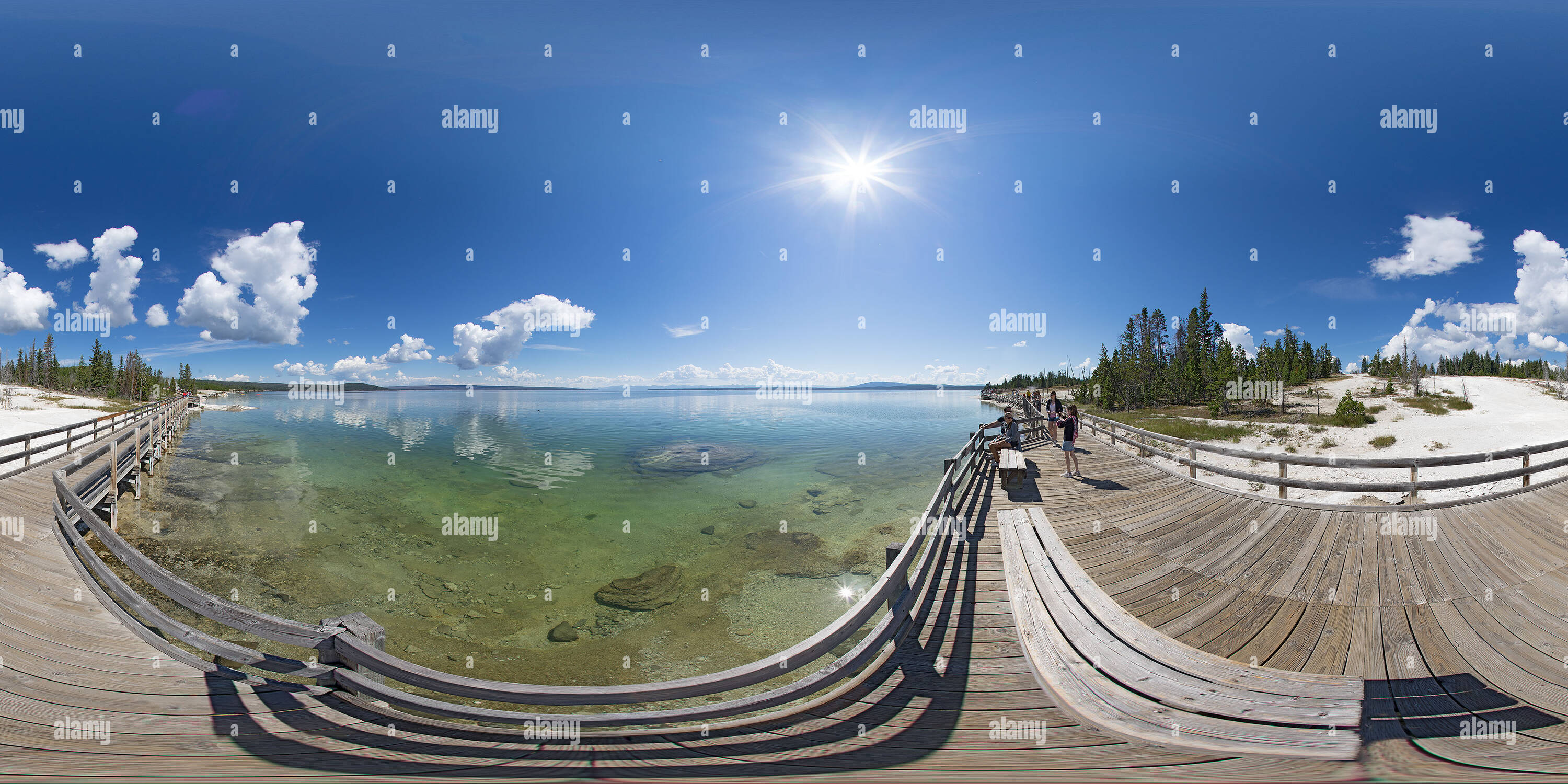 360° view of Fishing Cone is a hot spring submerged in Yellowstone Lake ...
