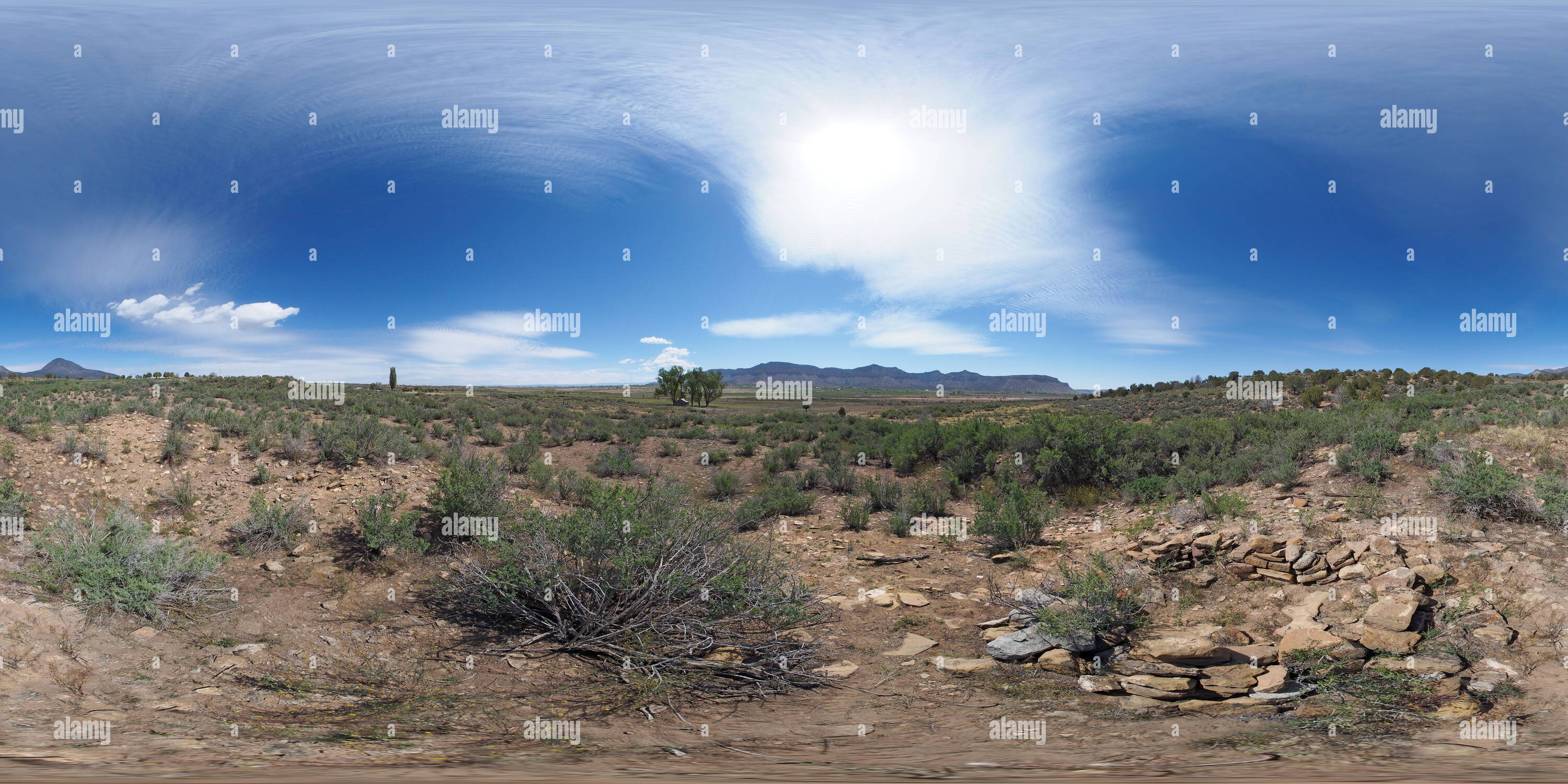 360° view of Vague pits and a few low stone walls at Yucca House - Alamy