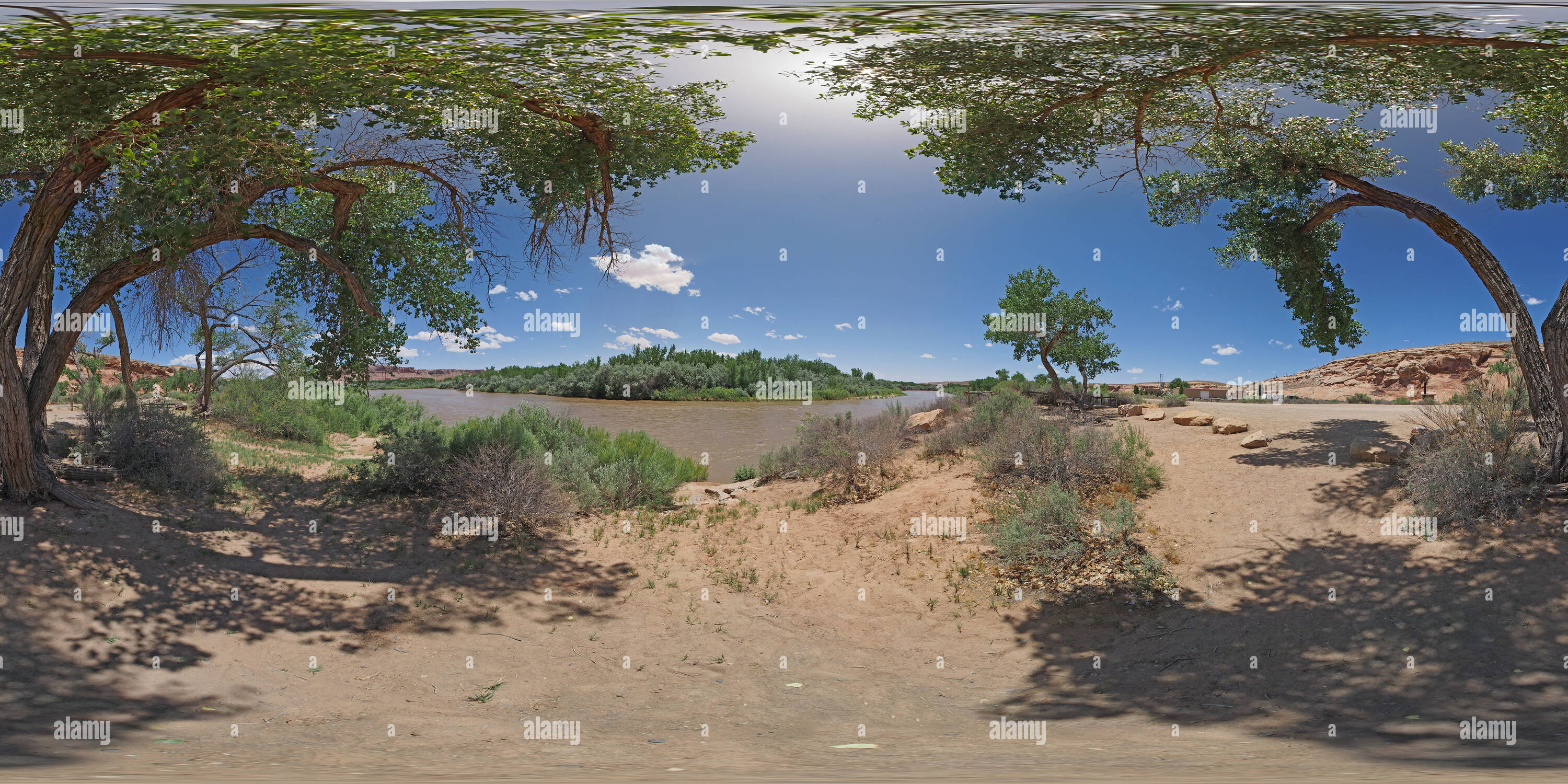 360° view of Sand Island on the San Juan River near Bluff - Alamy