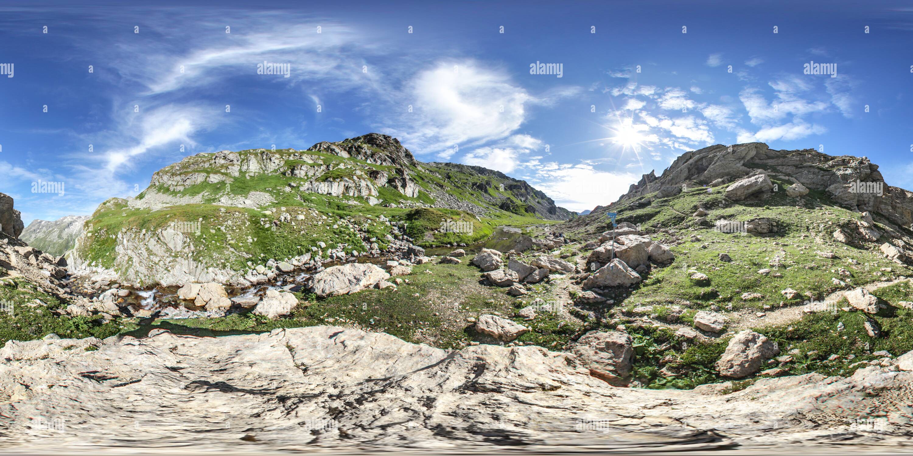 360° view of Greina Pass 2015 07 C - Alamy
