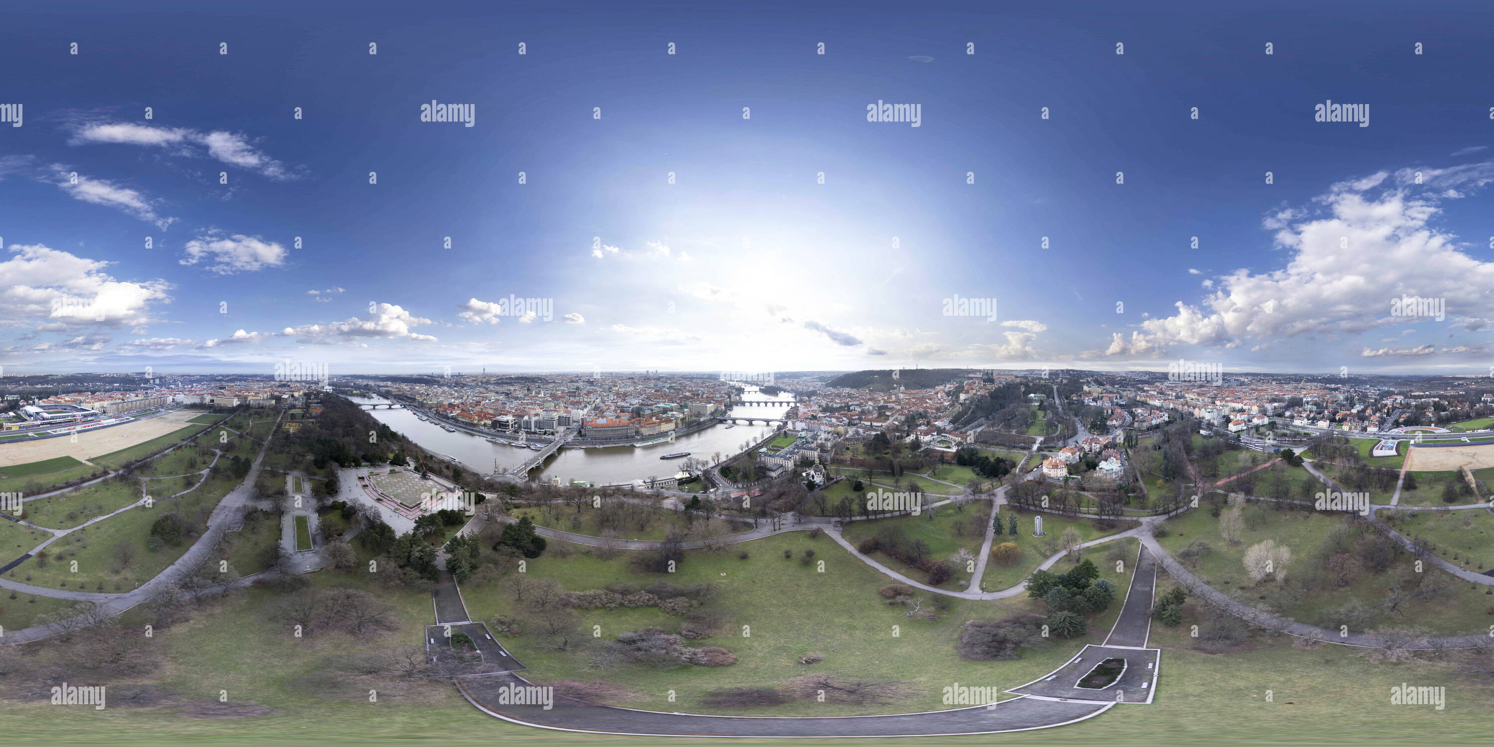 360° view of Letná Park, Letenske sady, Prague,Czech Republic, Jan2015 ...
