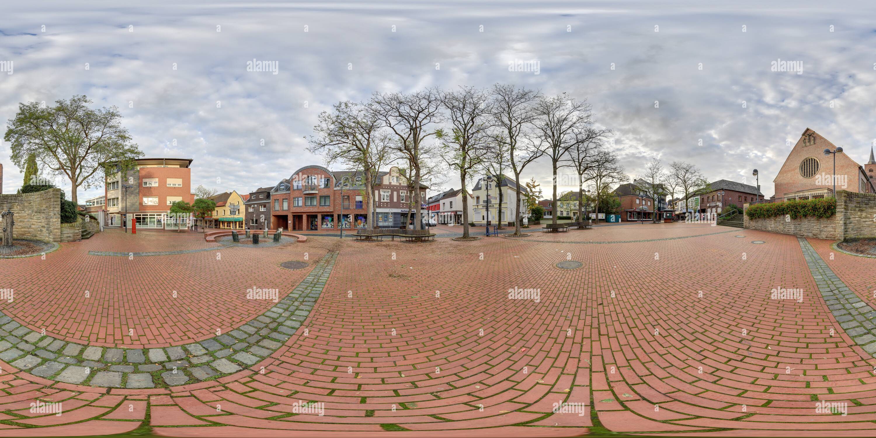 360° view of Baesweiler church square - Alamy