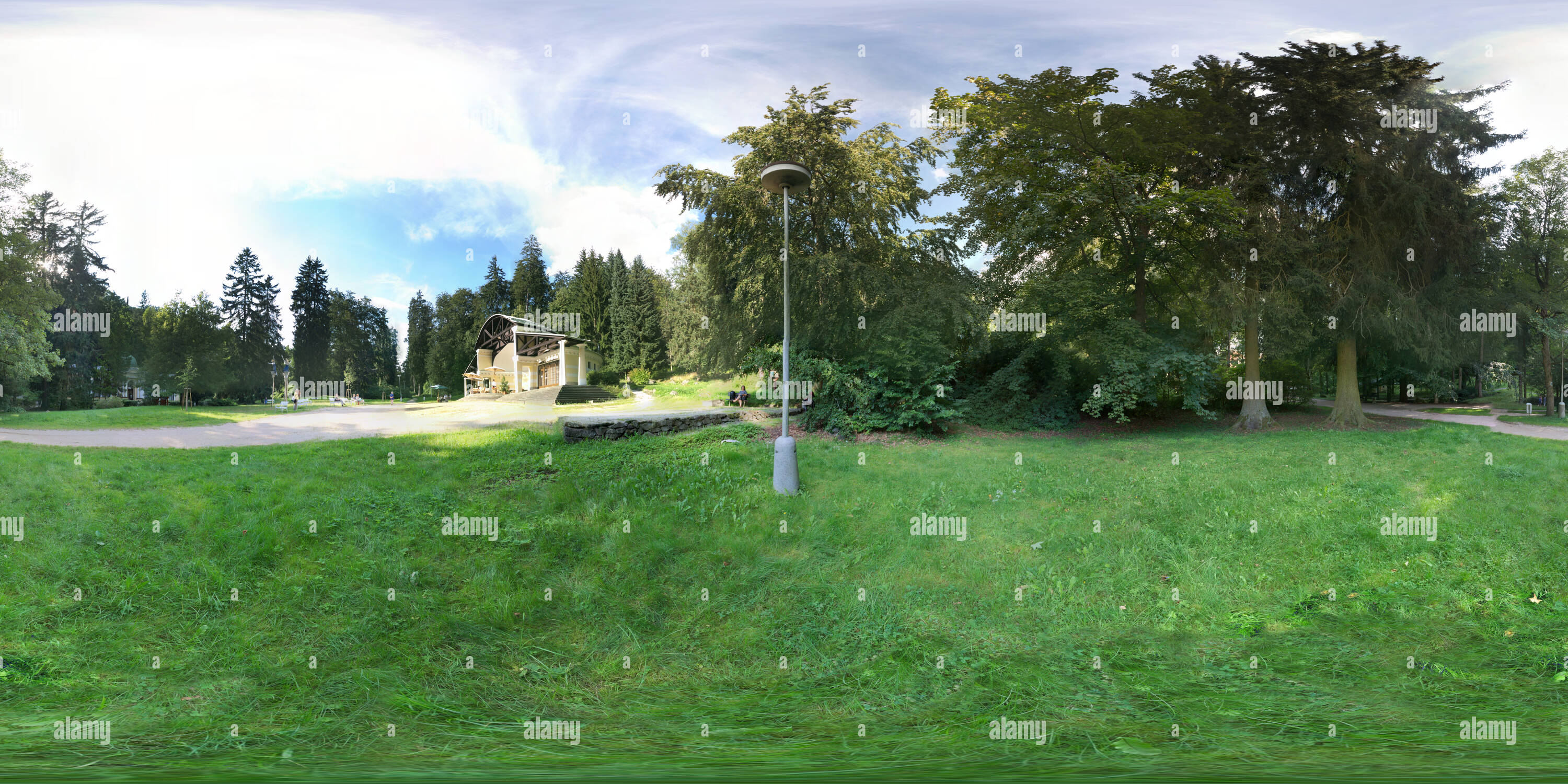 360° view of cafe in forest - Alamy