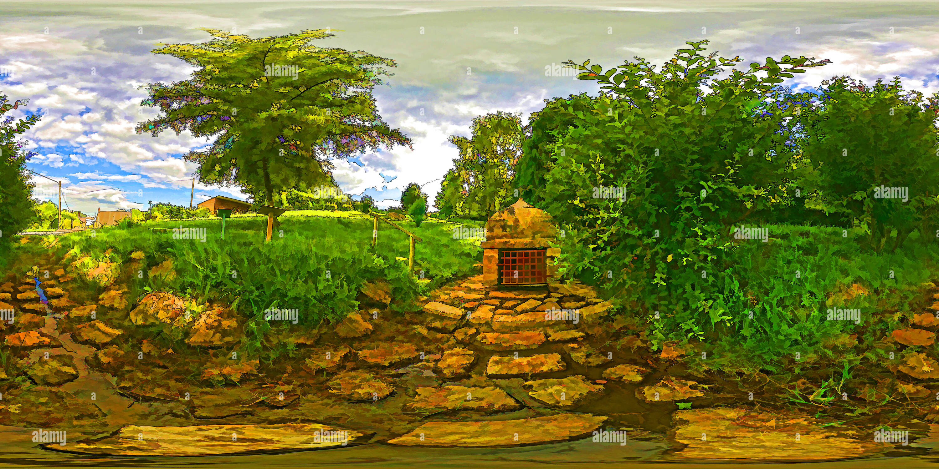 360° view of Yvré l'Evêque - la fontaine de Gérence - (72) France - Alamy