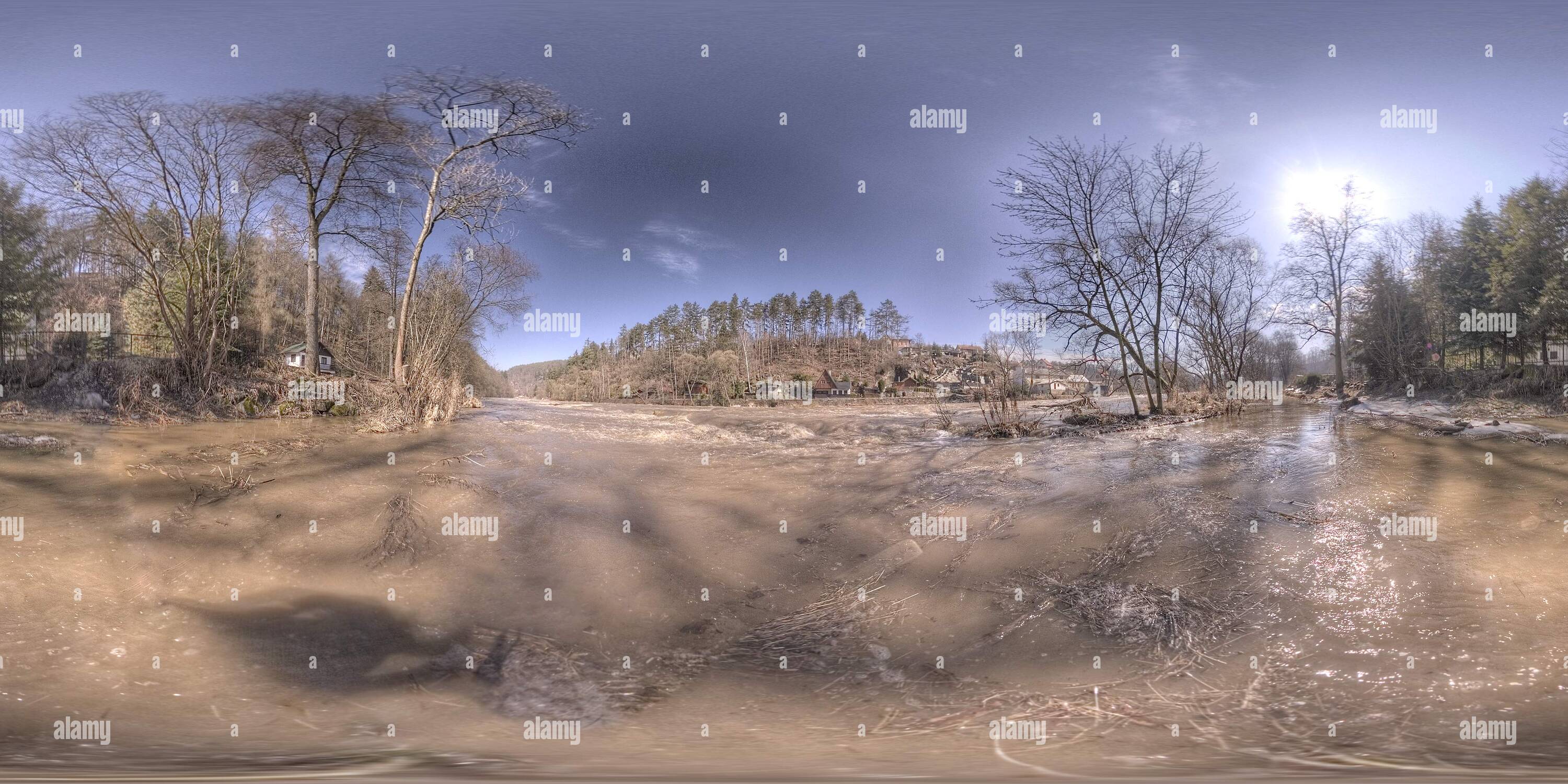 360° view of Flood on the Sazava - Alamy
