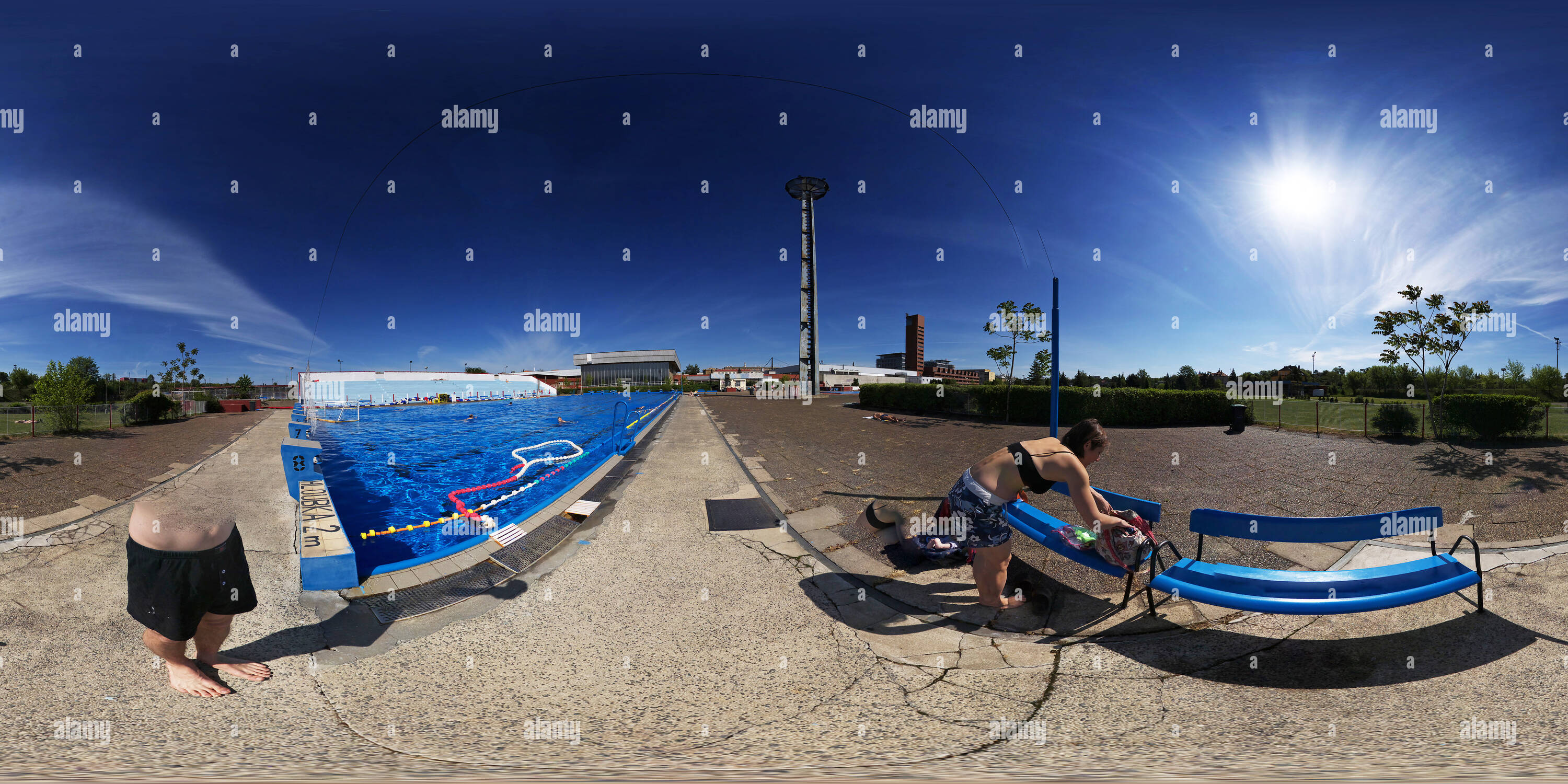 360° view of The public swimming pool at Slavia - Alamy