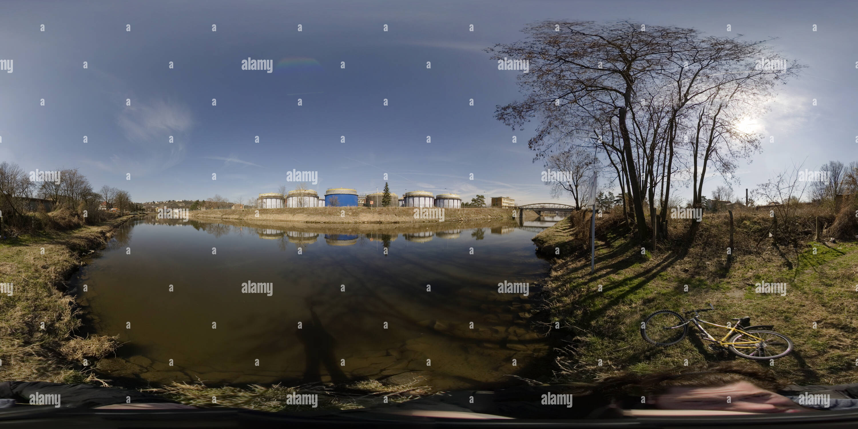 360° view of Vltava Riverside Gas Tanks - Alamy