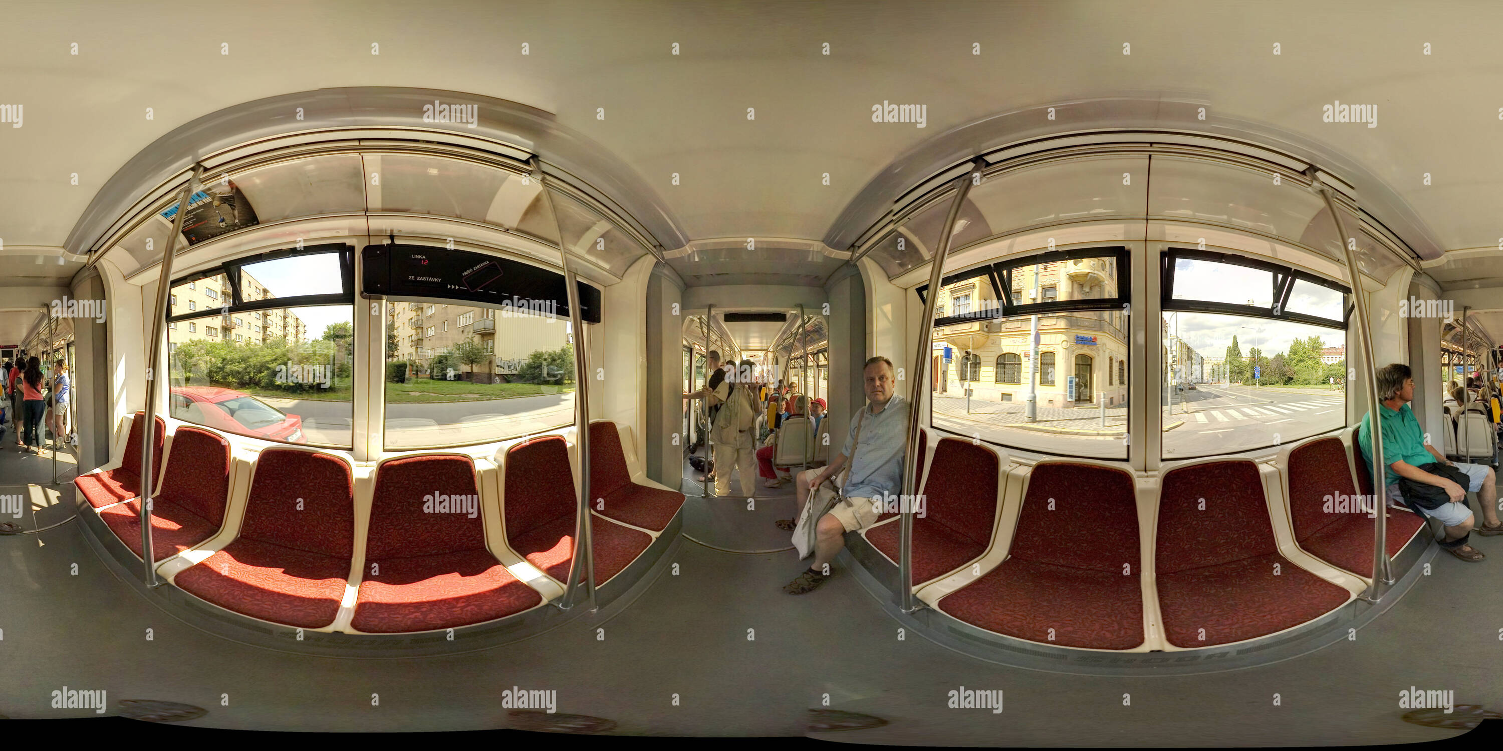 360° view of Inside a New Tram - Prague Summer Walk 6 - Alamy