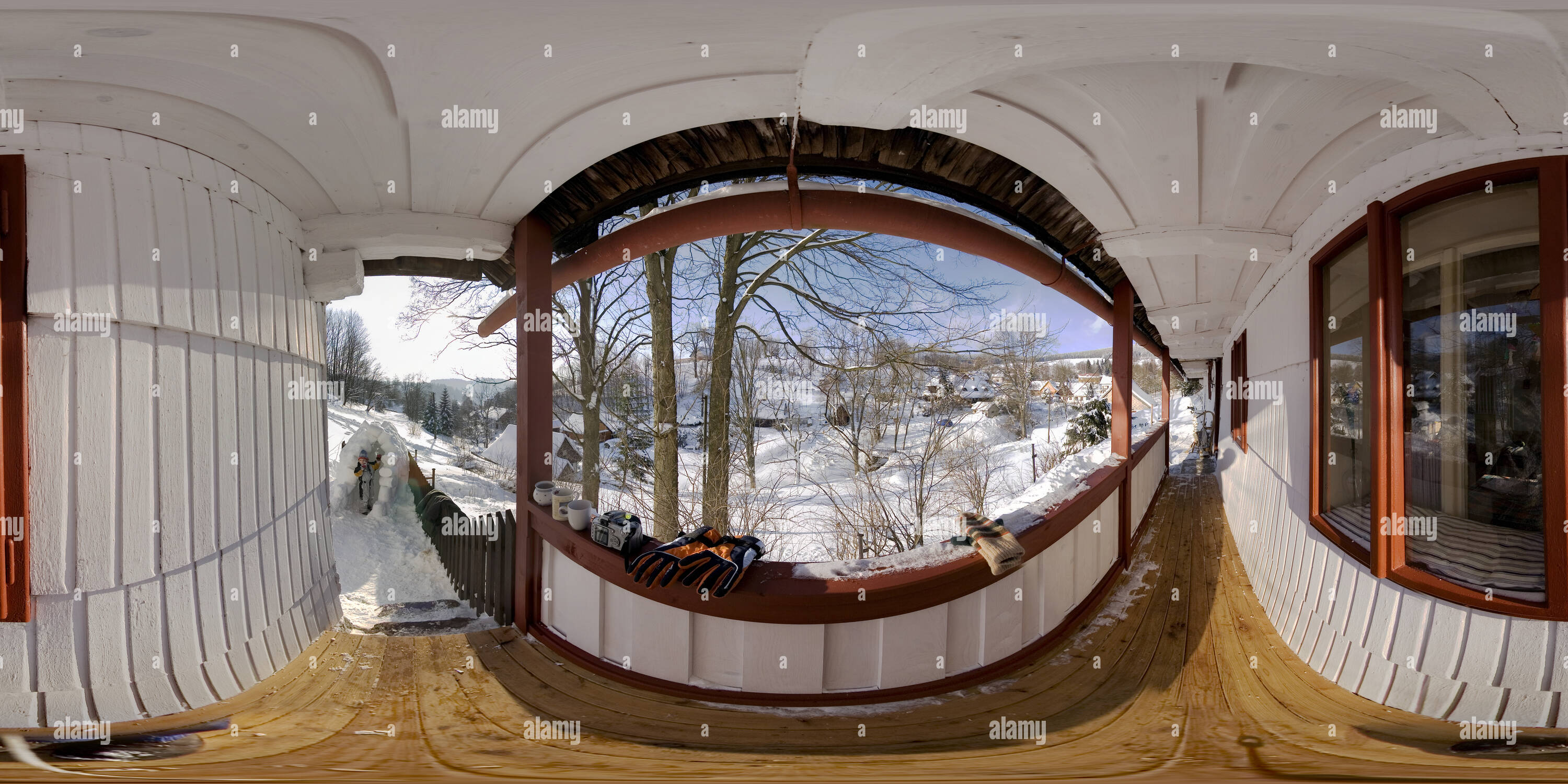 360° view of Veranda - Winter at a traditional Czech mountain cottage ...