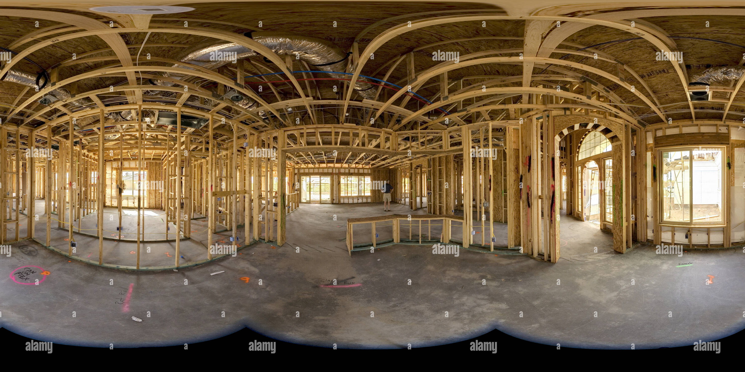 360° view of House under construction 4 - living room - Alamy