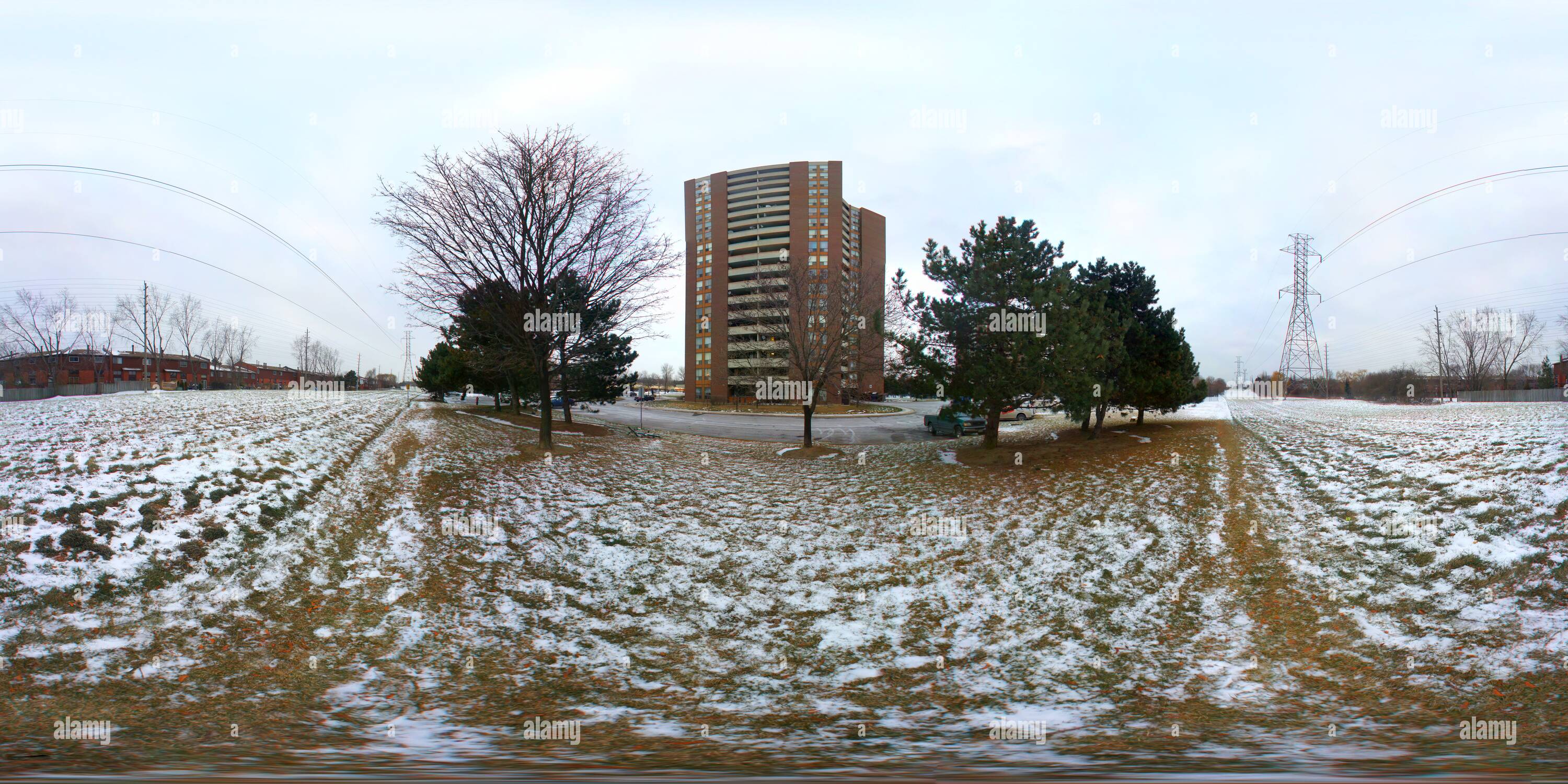 360° view of Forest Park Playground with Light Snow - Alamy